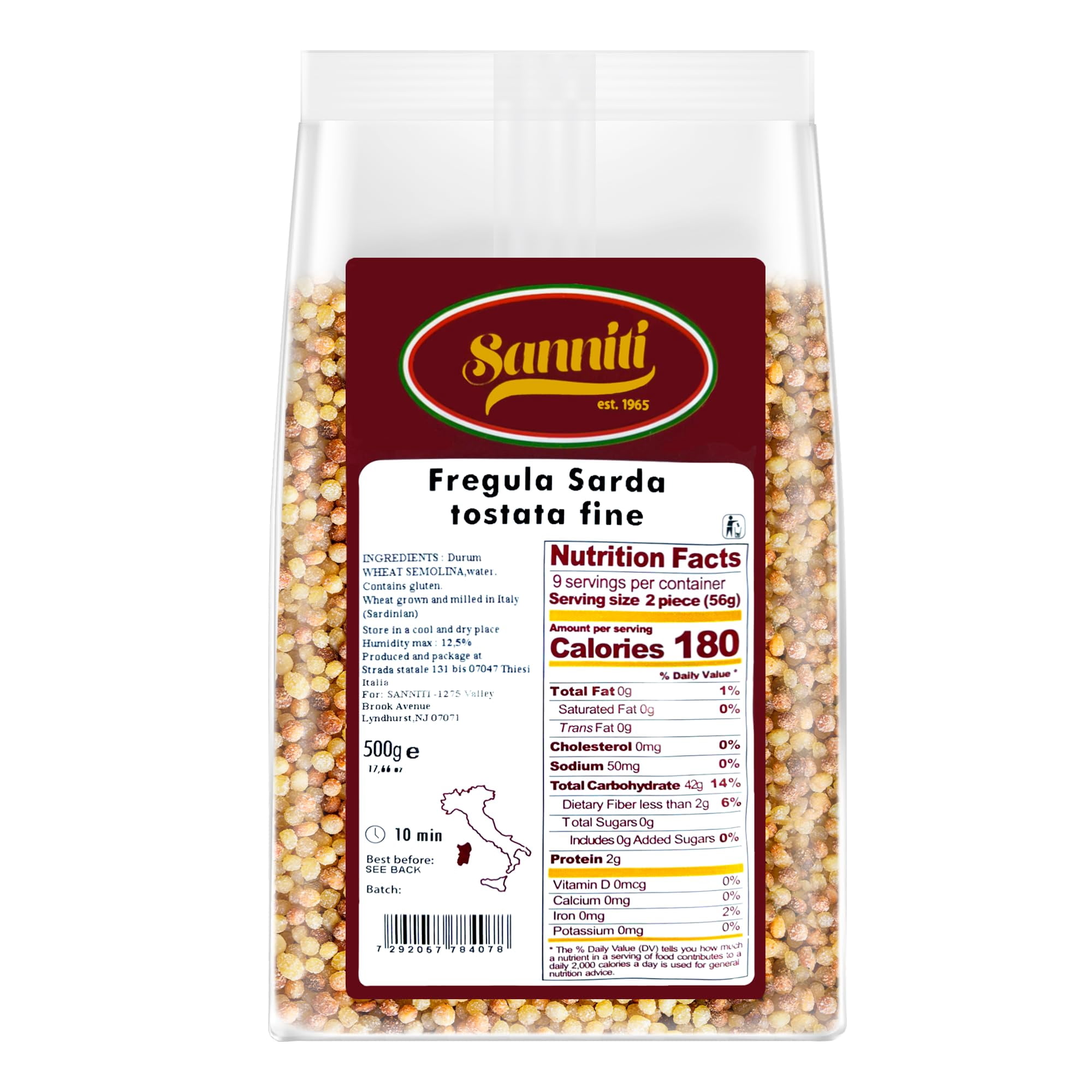 Sanniti Toasted Fregola Sarda FIne Semolina Pasta Fregula Tostata Fina ...