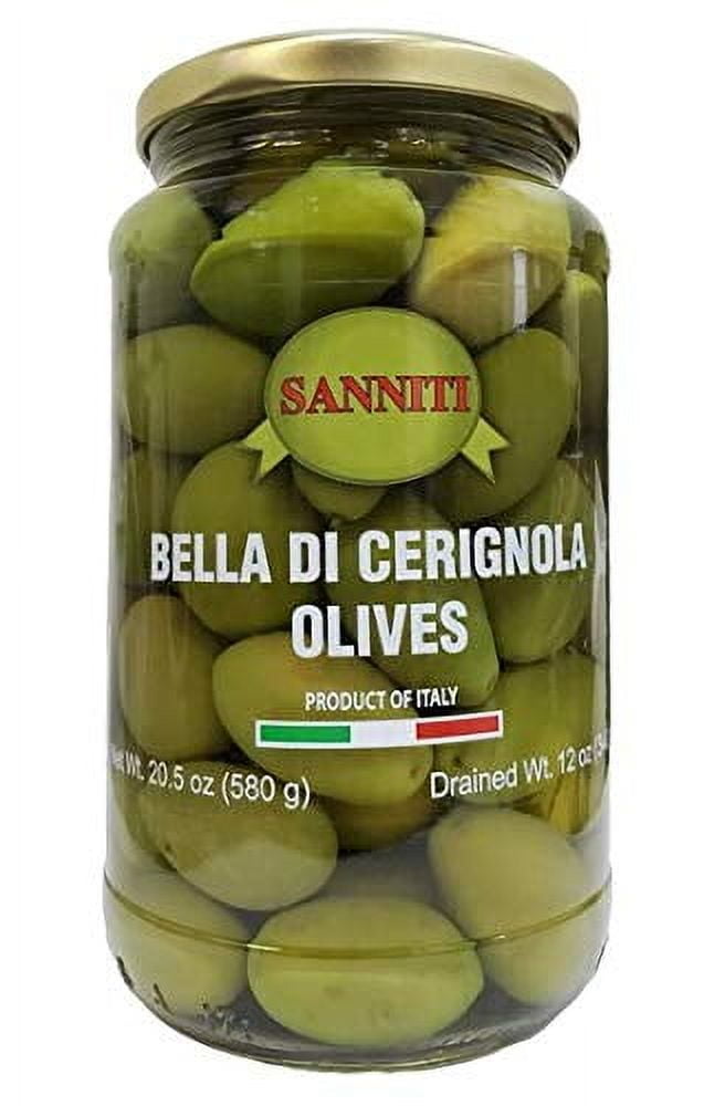 Sanniti Whole Bella di Cerignola Olives Jar 20.5 oz Italian Green ...