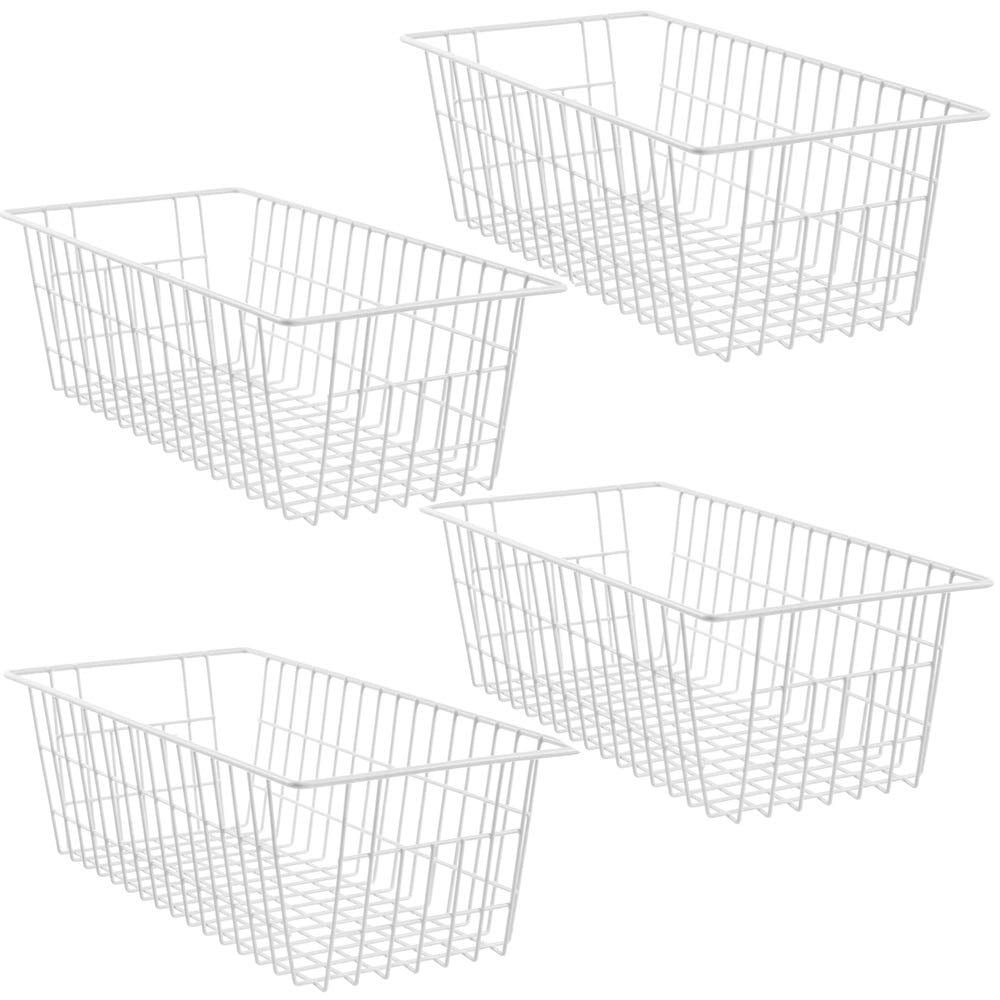 SANNO Metal Refrigerator Organizing Baskets, Stackable Freezer Storage ...