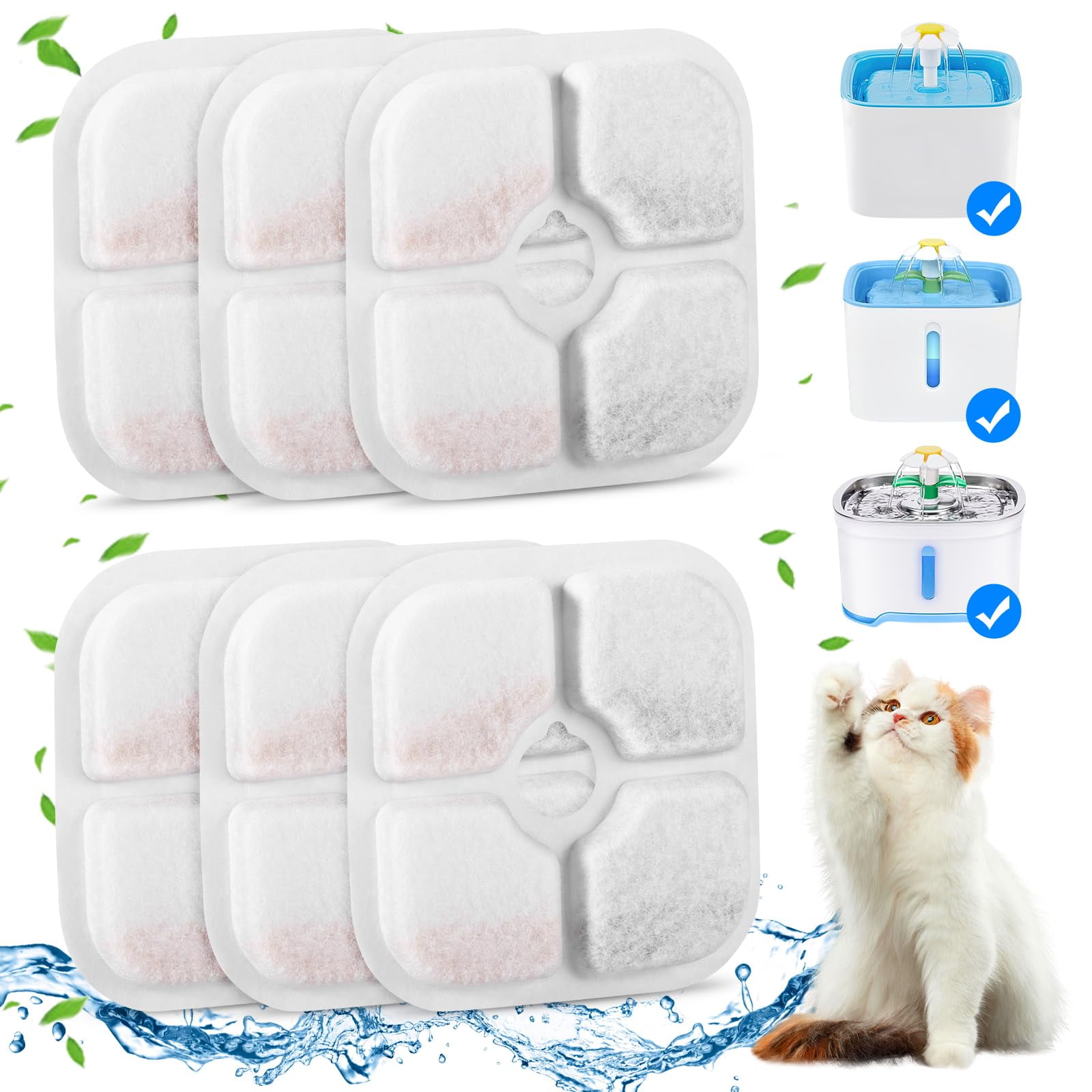 Sannofair Cat Water Fountain Filters, Replacement Filters for Catit ...