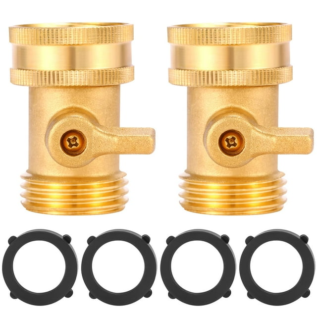 Sanpaint Water Hose Shut Off Valve, 2 Pack Heavy Duty 3/4 Inch Solid Brass Garden Hose Connector ...