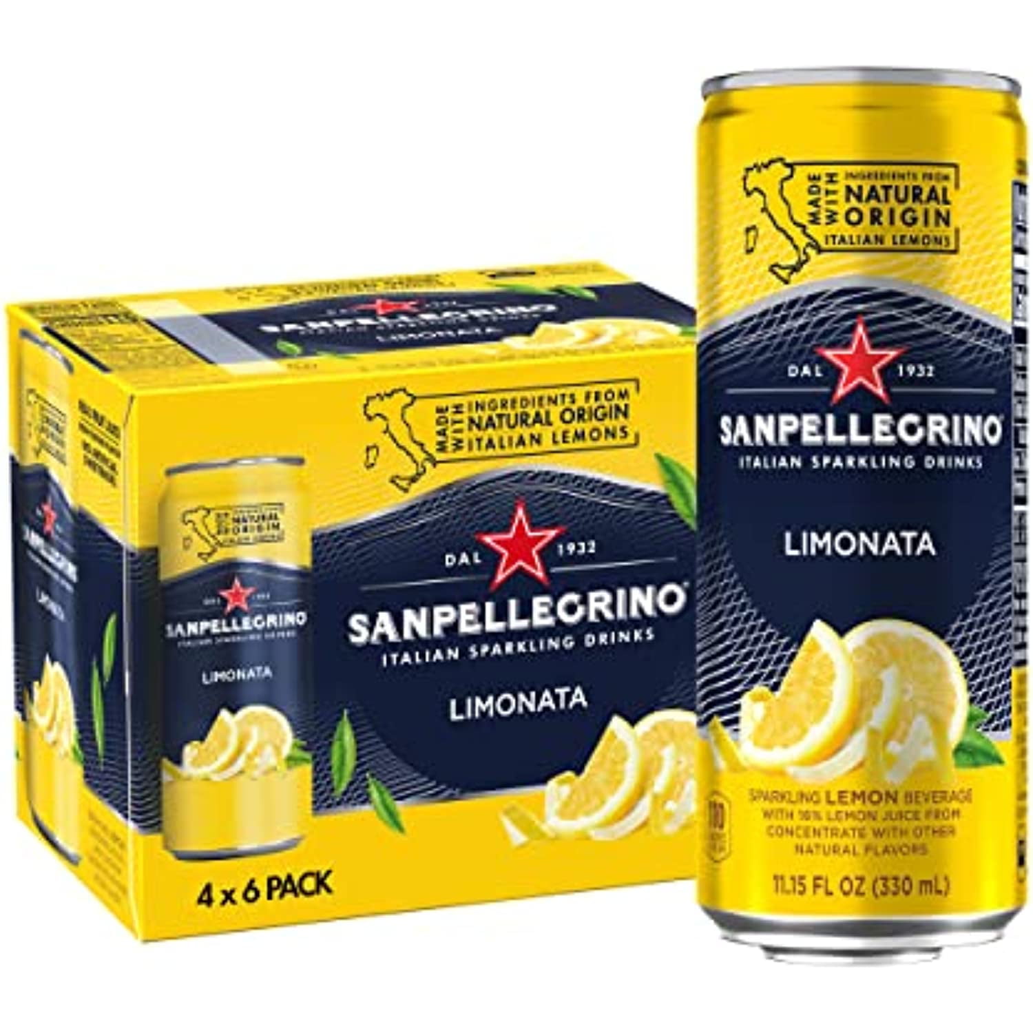 Sanpellegrino Limonata Sparkling Lemon Drink, 24 Pack, 11.15 Fl Oz Cans ...