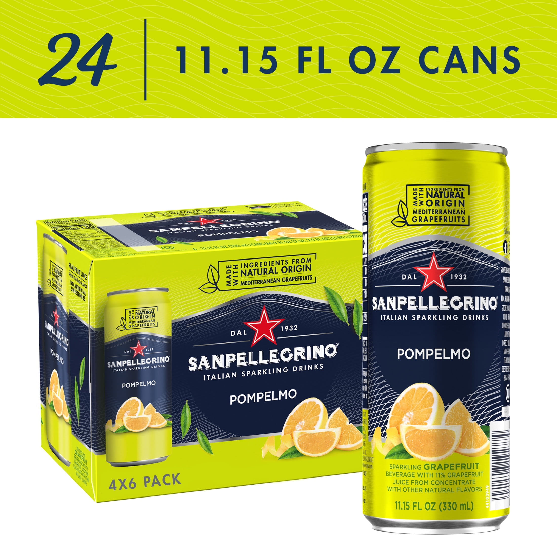 Sanpellegrino Pompelmo Sparkling Grapefruit Beverage, 24 Pack, 11.15 Fl ...