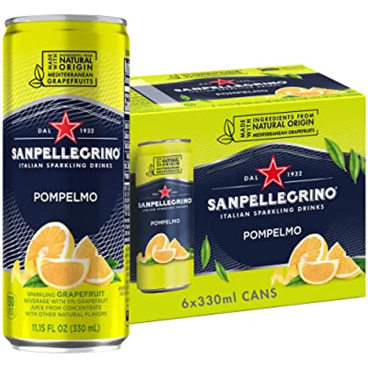 Sanpellegrino Italian Sparkling Grapefruit Drink, Pompelmo, 6 Pack, 11.5 Fl Oz Cans - Walmart.com