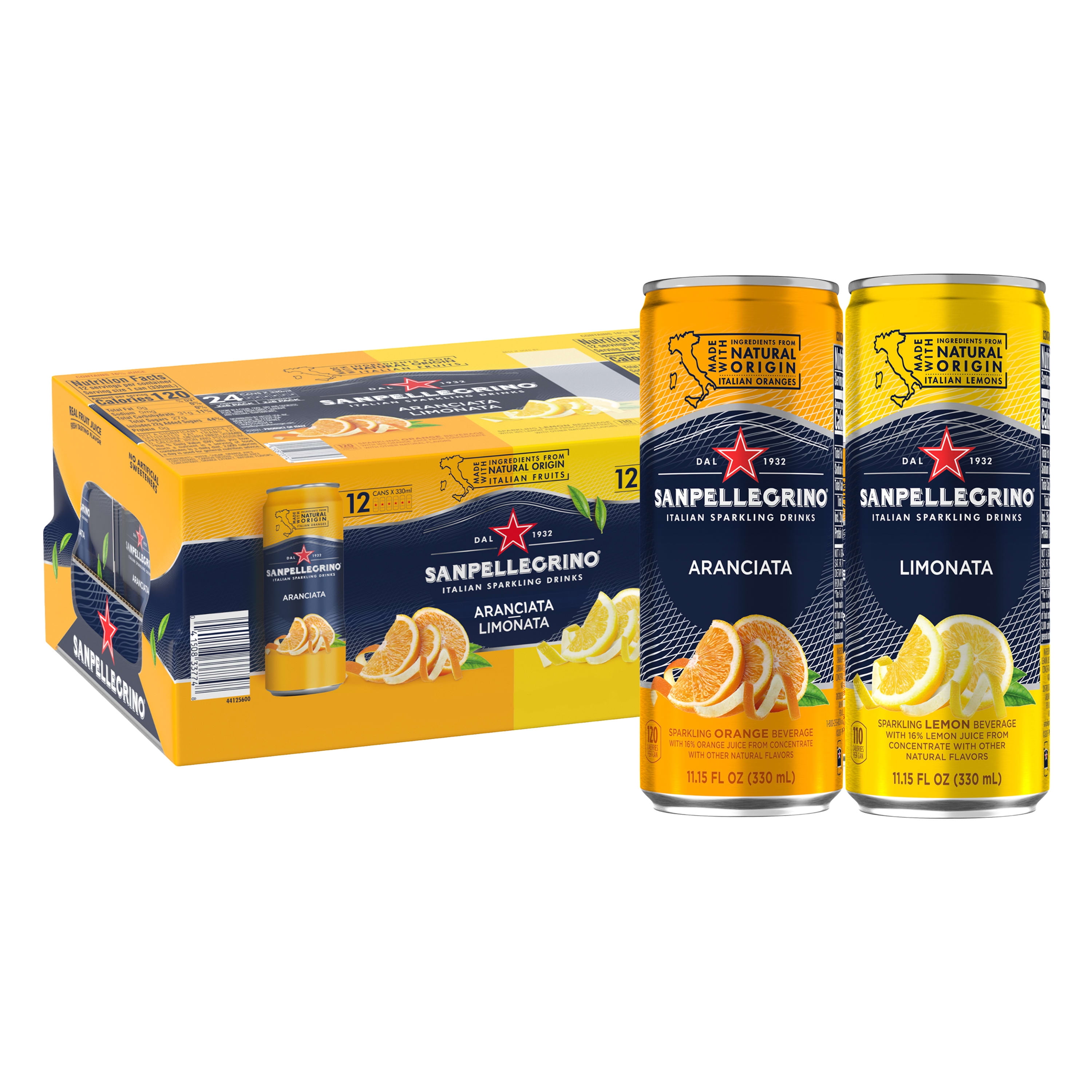 Sanpellegrino Italian Fruit Carbonated Juice, Limonata & Aranciata, 24 Pack, 267.6 fl oz ...