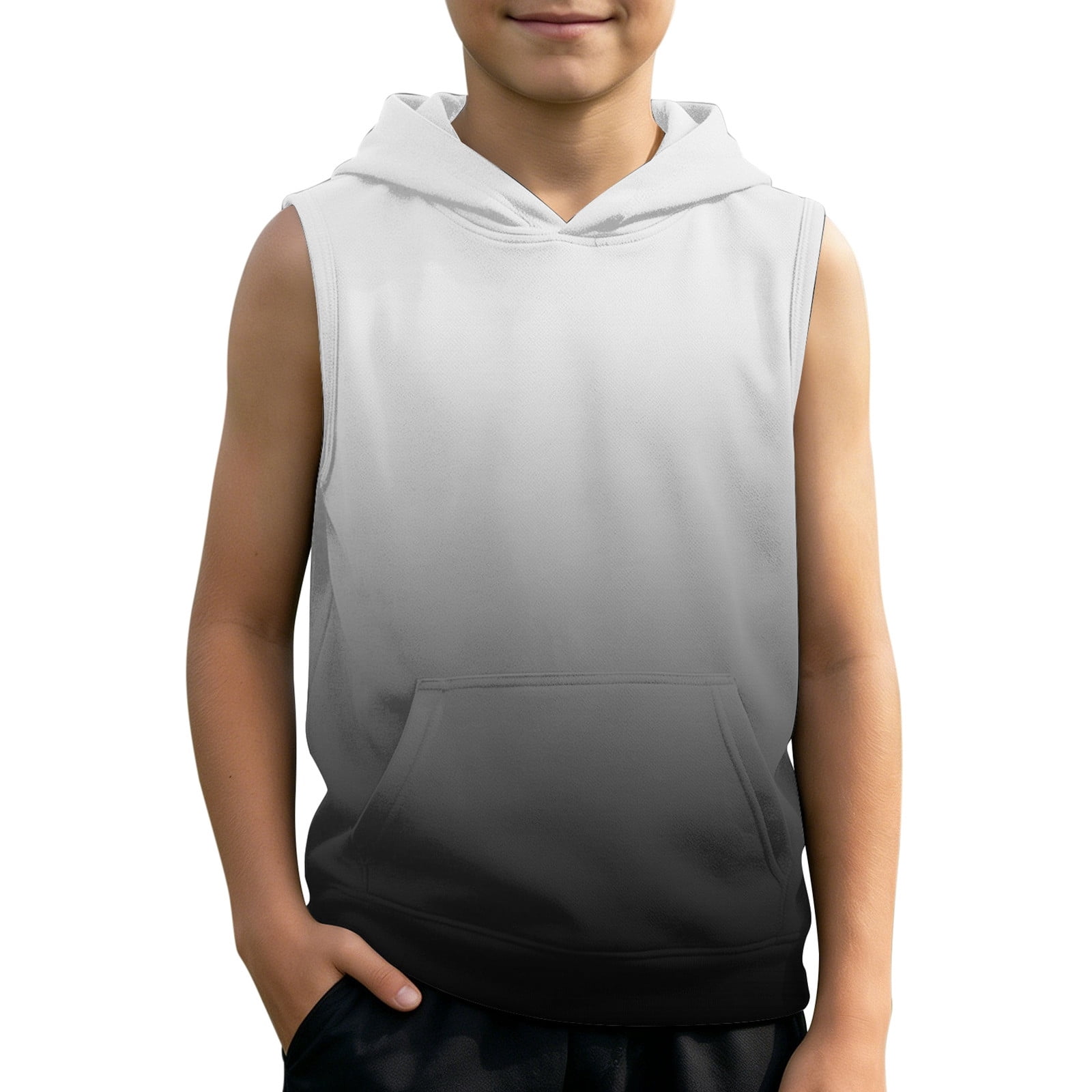 Sanphen Little Boy Vest Gradient Color Sleeveless Hooded Collar Vest ...