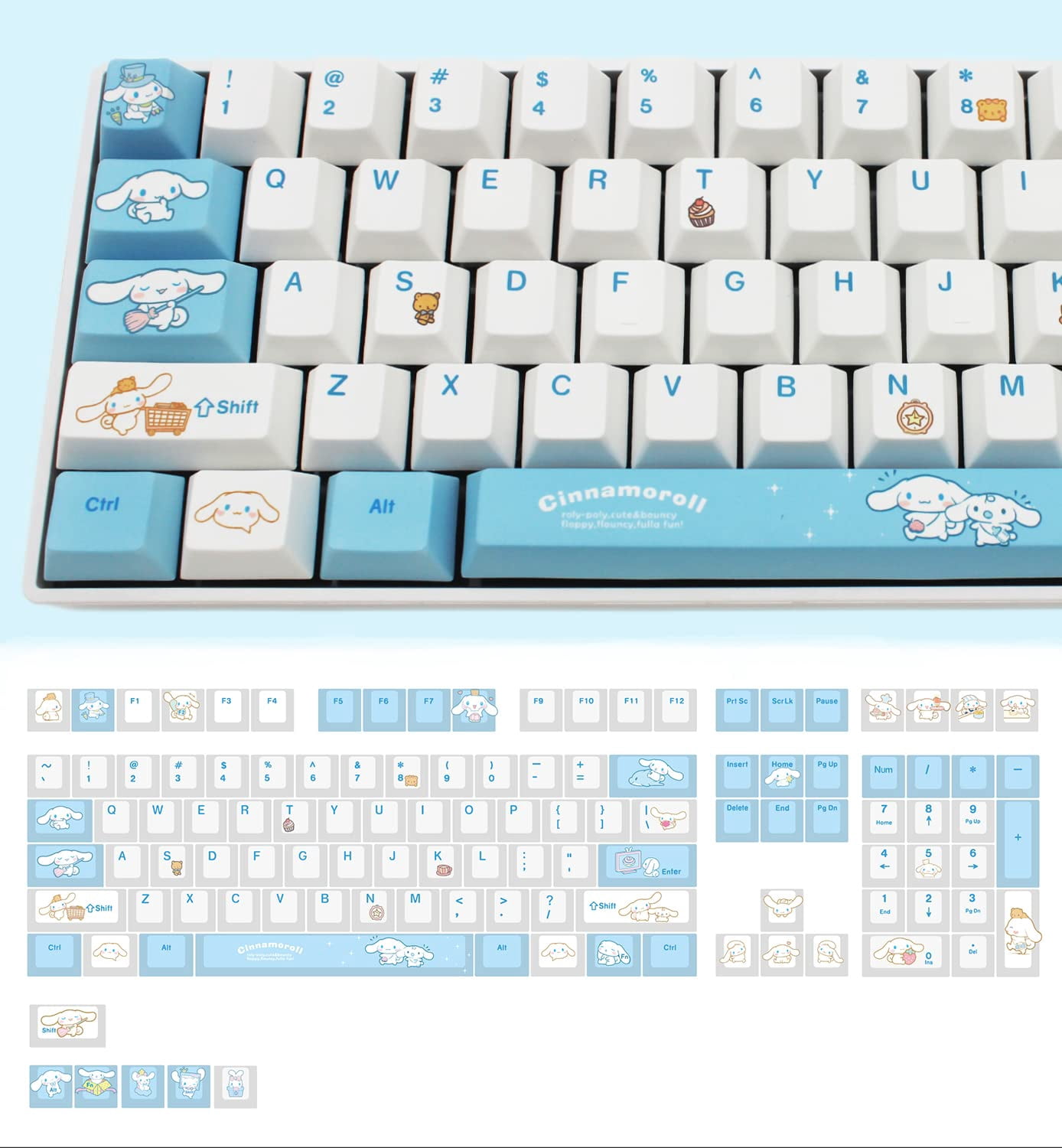 Sanri0 Cinnamorall Blue Keycaps for Cherry MX Switches Cute Japanese ...
