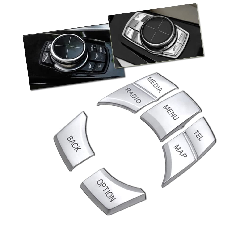 Sanrily Silver Set of 7 Car iDrive Menu Button Cover for BMW multimedia ...