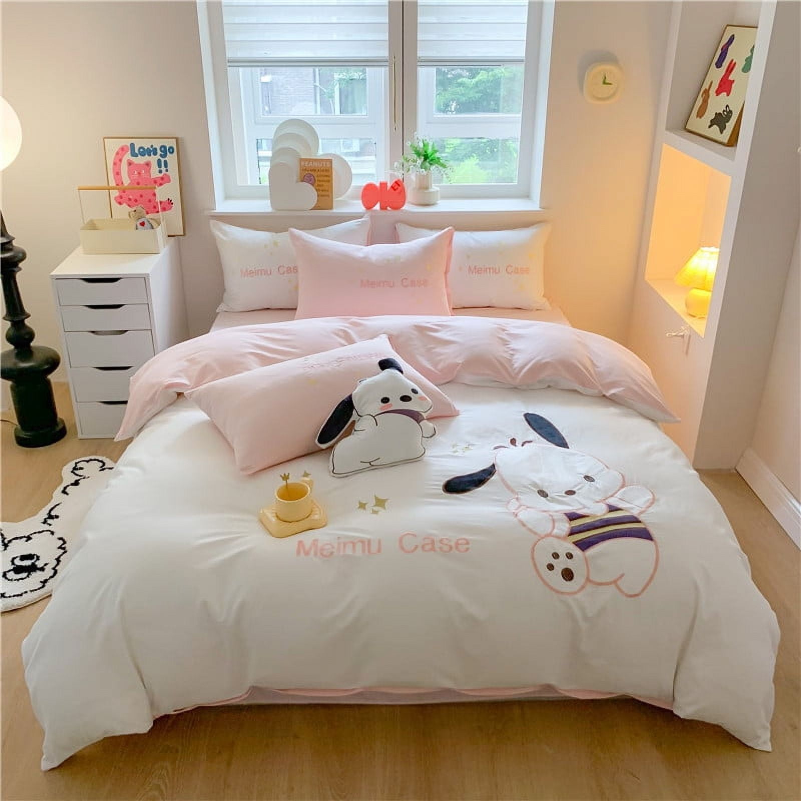 Sanrio 100% Cotton Bedding Set Cinnamoroll Pachacco Duvet Cover Bed ...