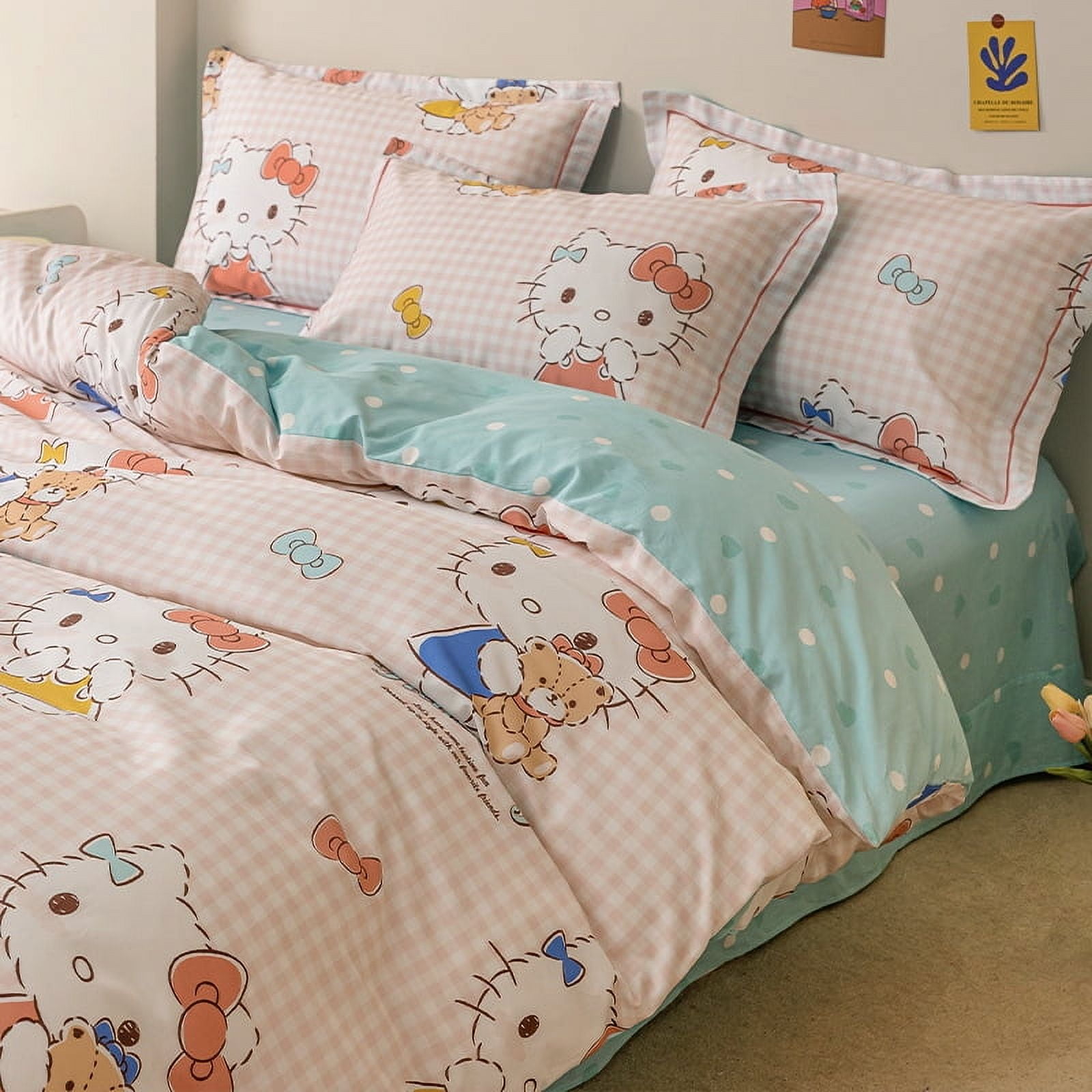 Sanrio 100% Cotton Bedding Set Cute He-llo Kit-ty Kuromi Melody King ...
