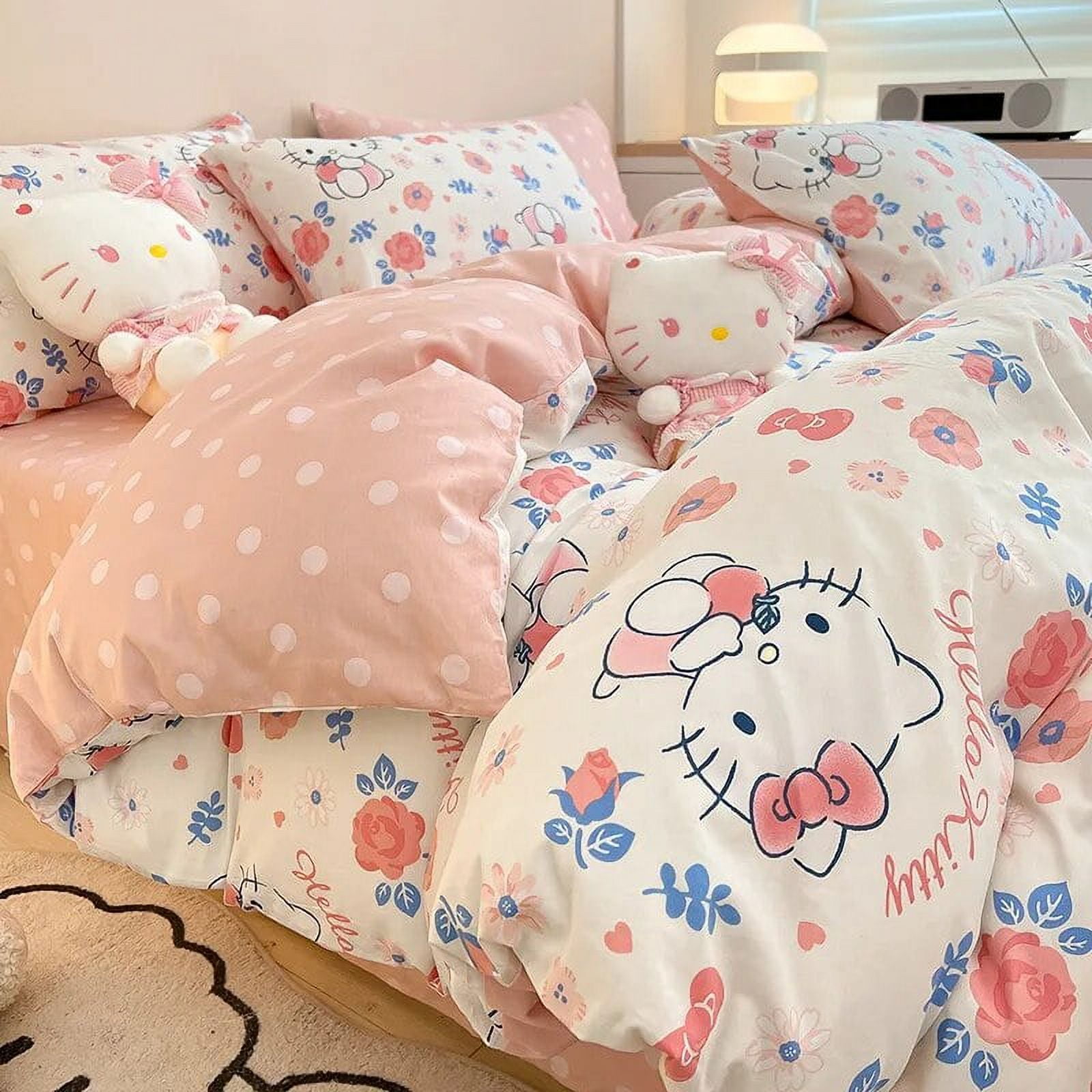 Sanrio 100% Cotton Bedding Set Cute Hello Kitty Kuromi Melody King ...