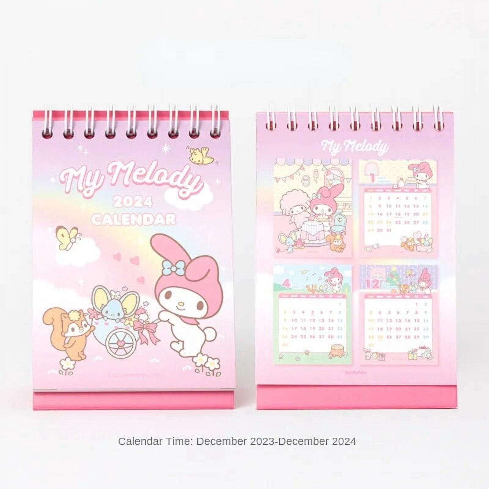 Sanrio 2024 Desk Calendar Hello Kitty Kuromi Coil Desktop Calendar ...