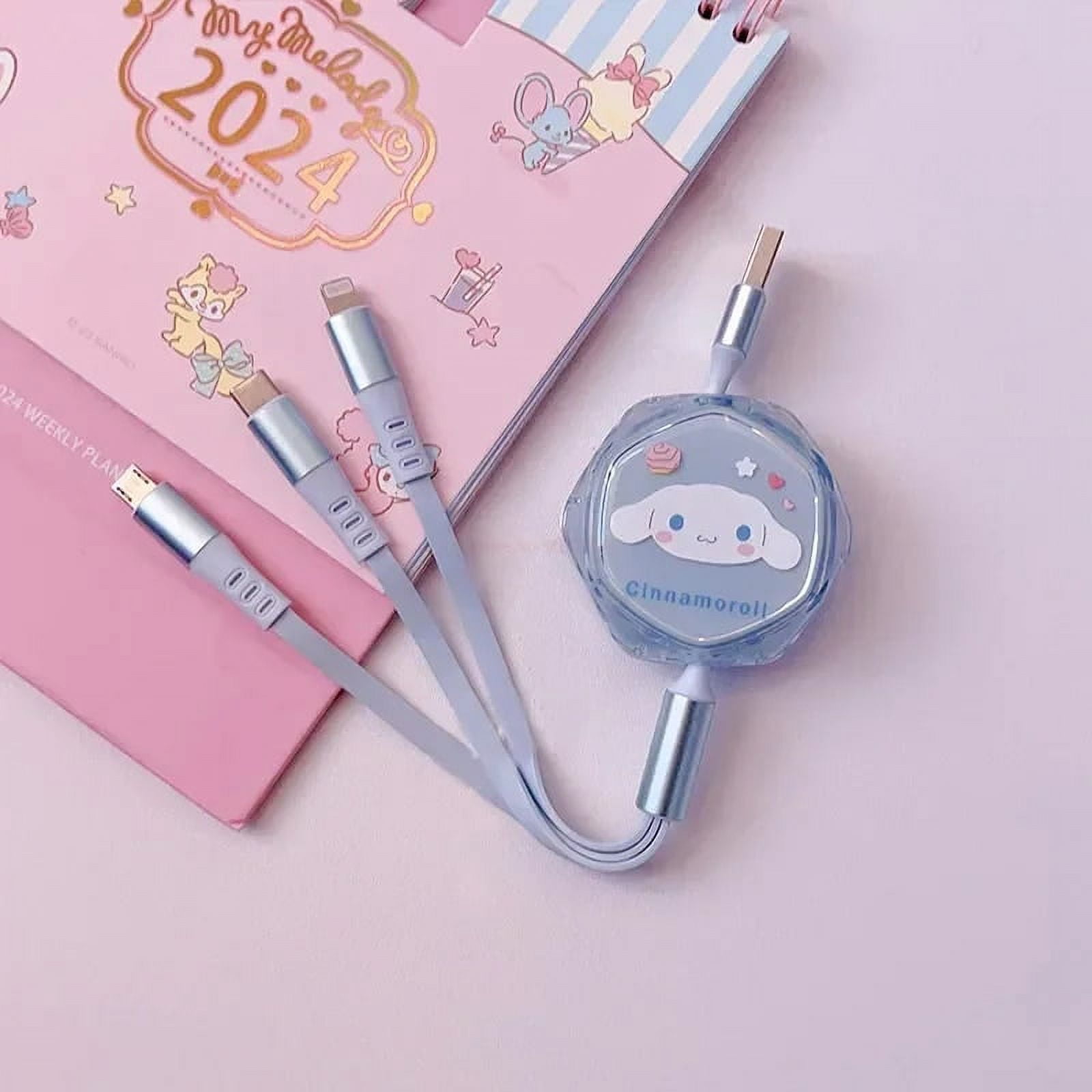 Sanrio 3 In 1 Fast Charging Cable Data Line Kuromi Hello Kitty ...