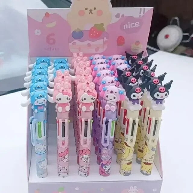 Sanrio 36pcs/box Gel Pens 10 Colors Kuromi Hello Kitty Ballpoint Pen 0. ...