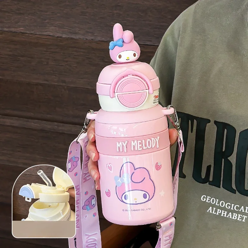 Sanrio 550ml Stainless Steel Thermal Tumbler with Cute Figure Dual Lid ...