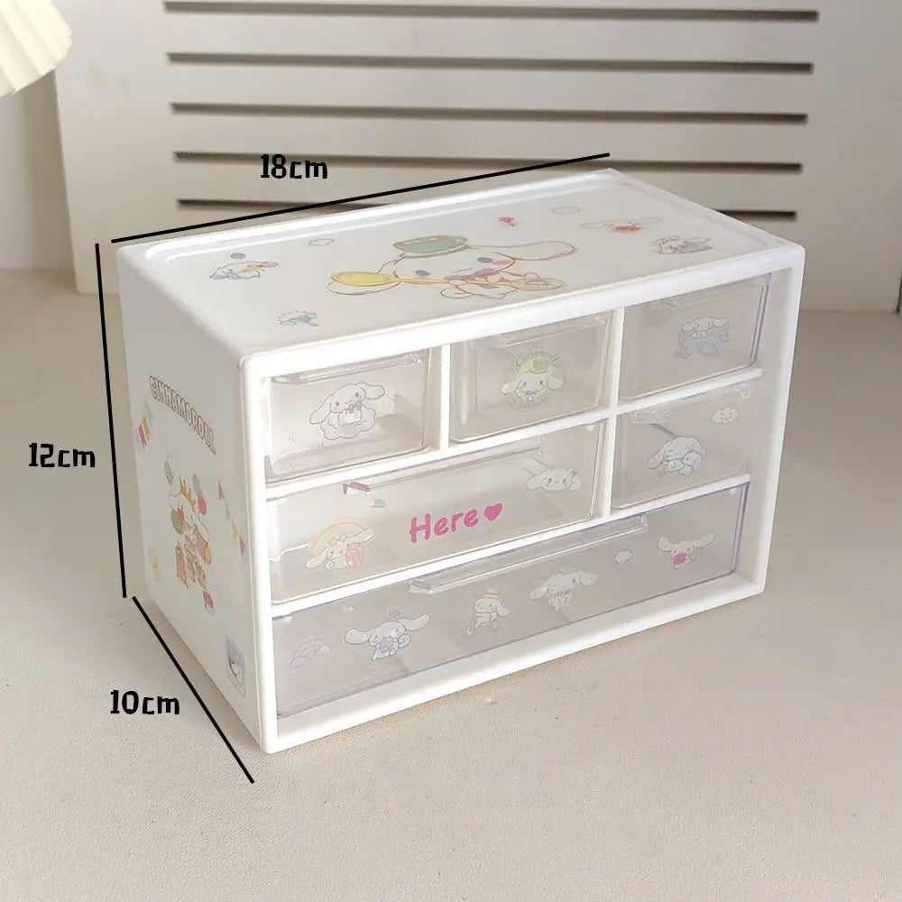 Sanrio 6 Grid Storage Box Desktop Drawer-type Transparent Organizing ...