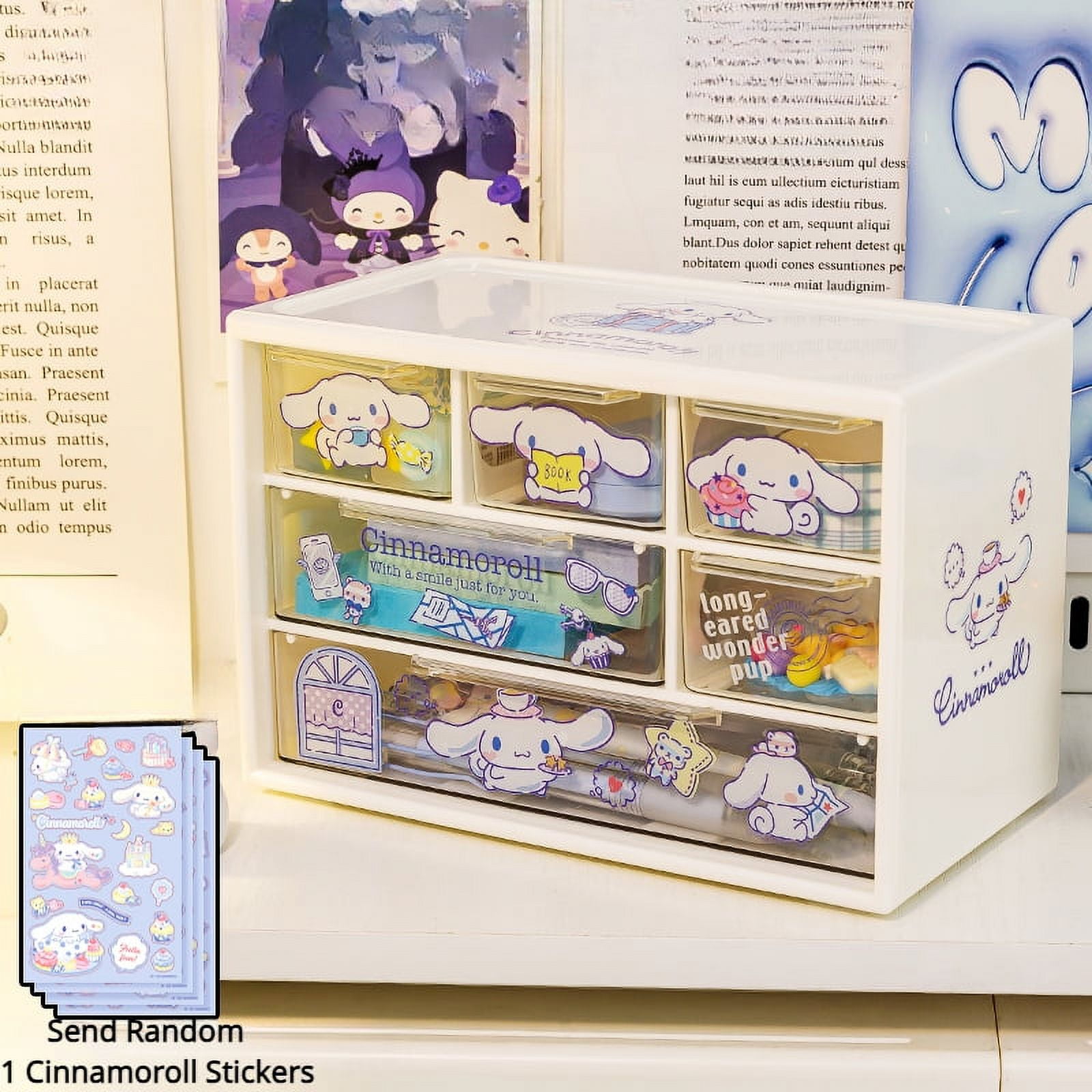 Sanrio 6 Grid Storage Box Desktop Drawer-type Transparent Organizing ...