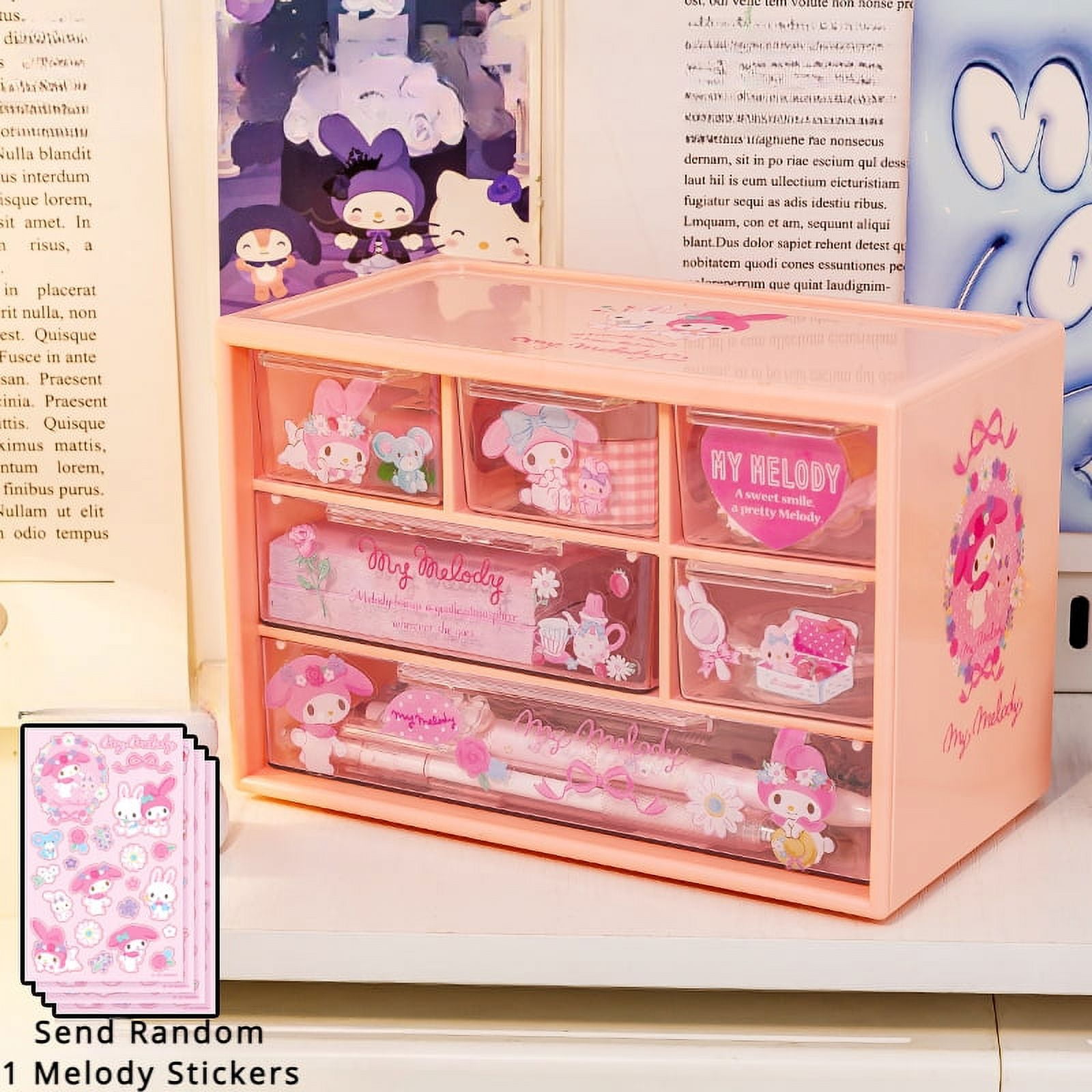 Sanrio 6 Grid Storage Box Desktop Drawer-type Transparent Organizing ...