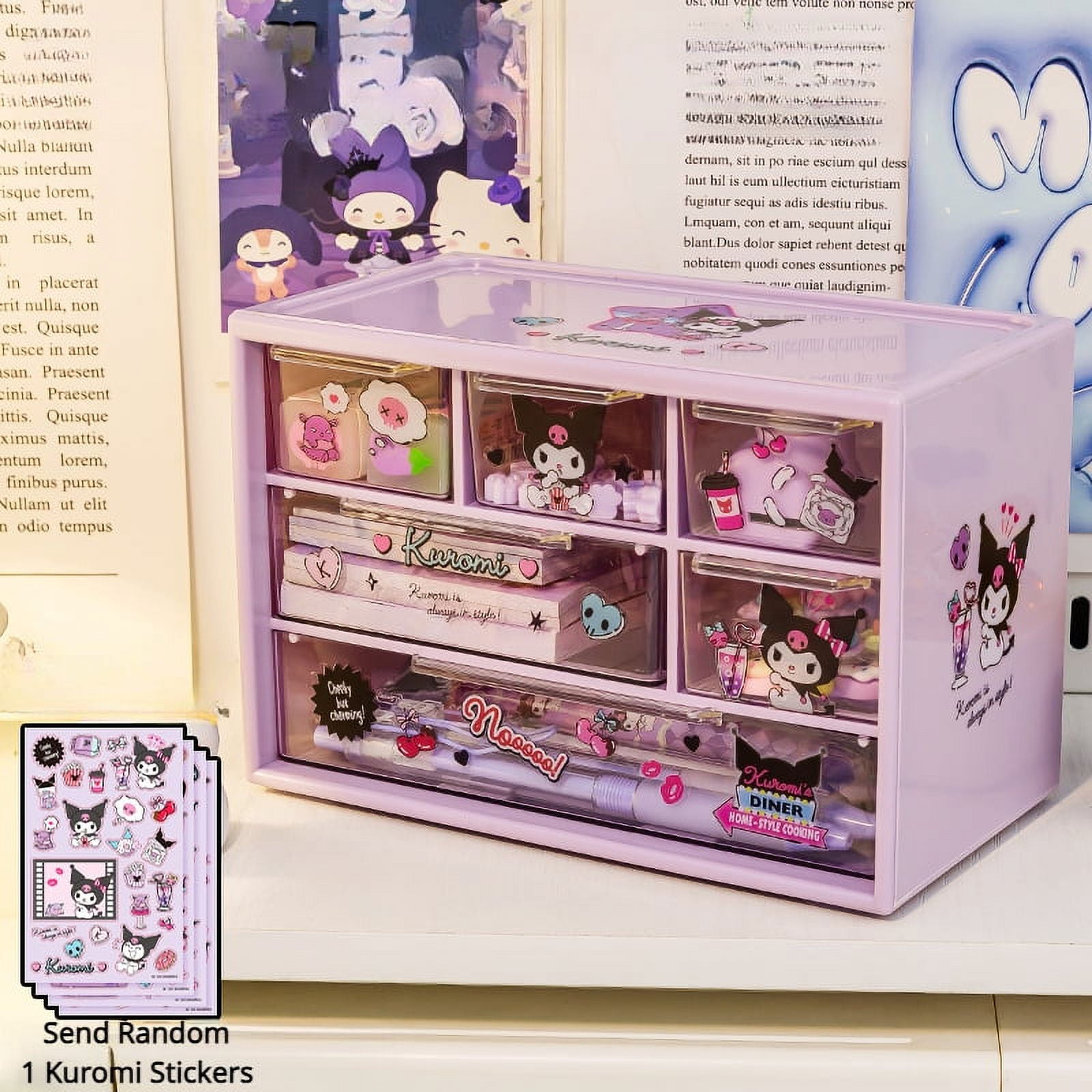 Sanrio 6 Grid Storage Box Desktop Drawer-type Transparent Organizing ...