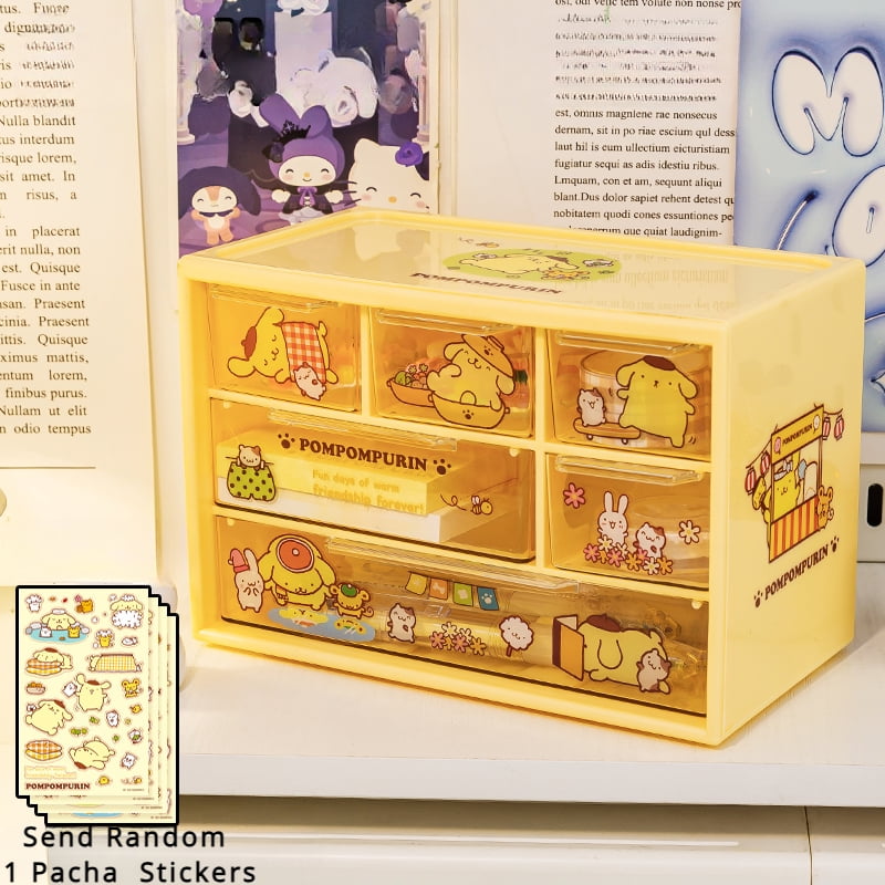 Sanrio 6 Grid Storage Box Desktop Drawer-type Transparent Organizing ...