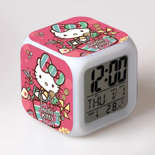 Sanrio Anime Hello Kitty Alarm Clock Girls Cute Cartoon Led Clock Child ...
