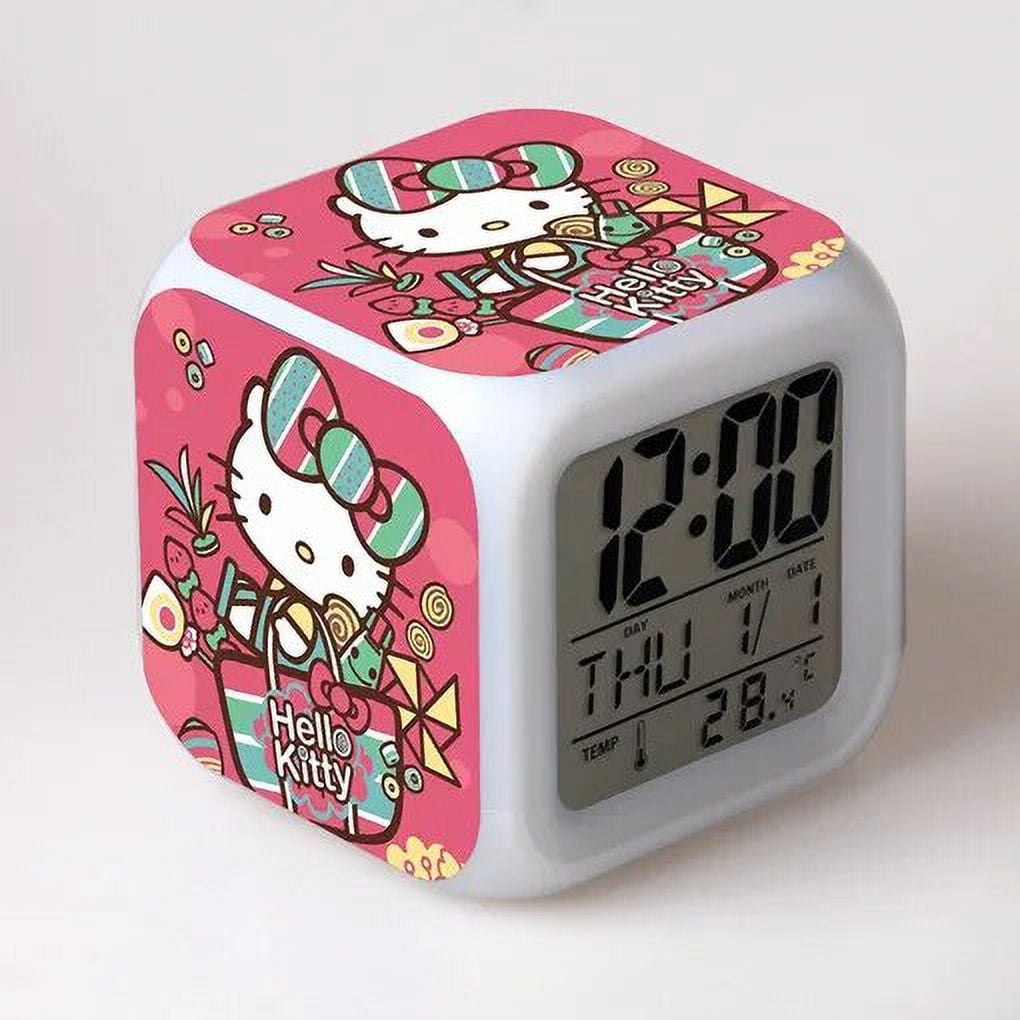 Sanrio Anime Hello Kitty Alarm Clock Girls Cute Cartoon Led Clock Child ...