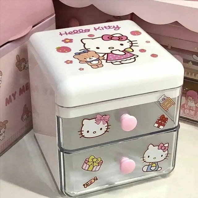 Sanrio Anime Kawaii Hello Kitty Multifunctional Storage Box Cute ...