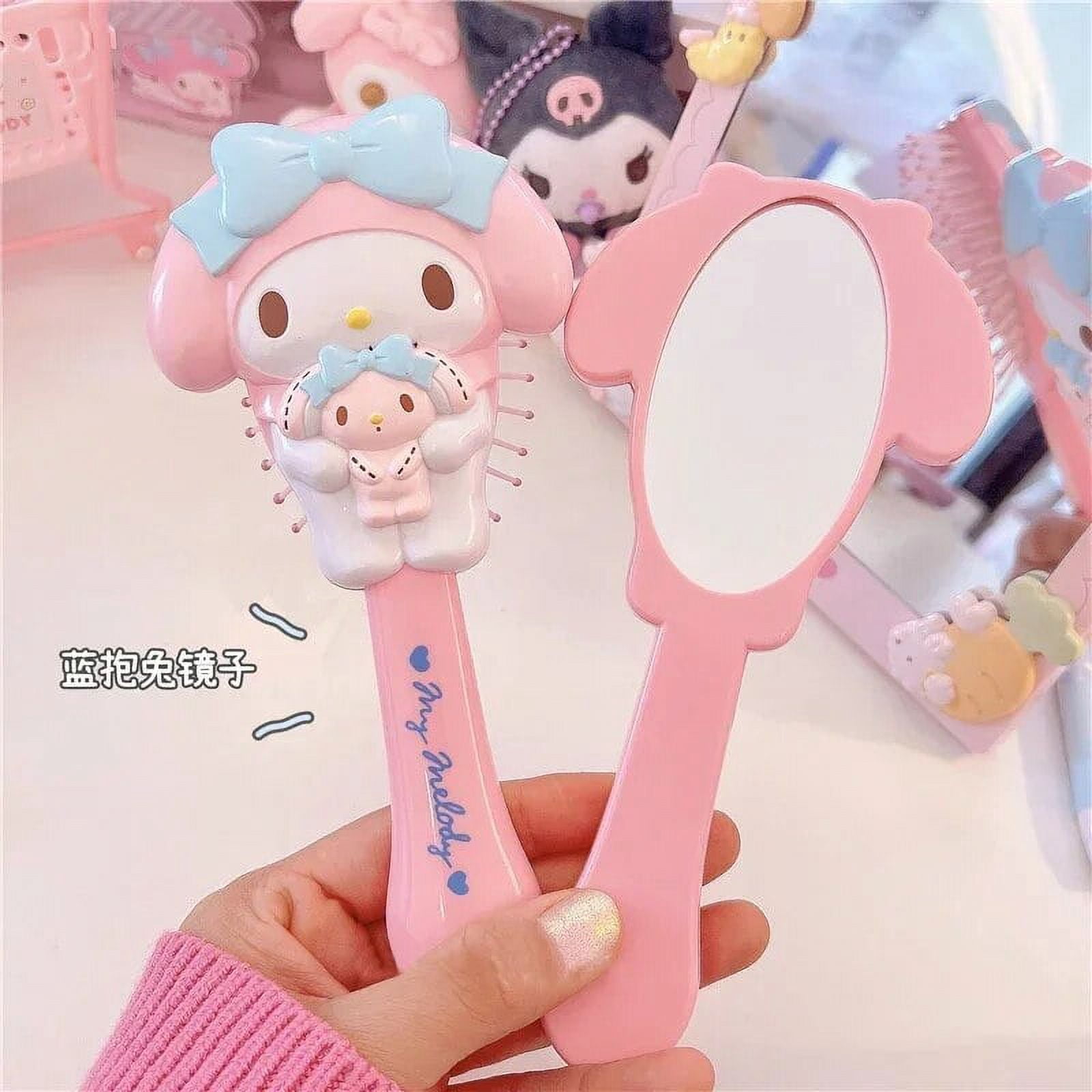 Sanrio Anime Kuromi Hand-held Makeup Mirror Massage Air Comb Cartoon ...