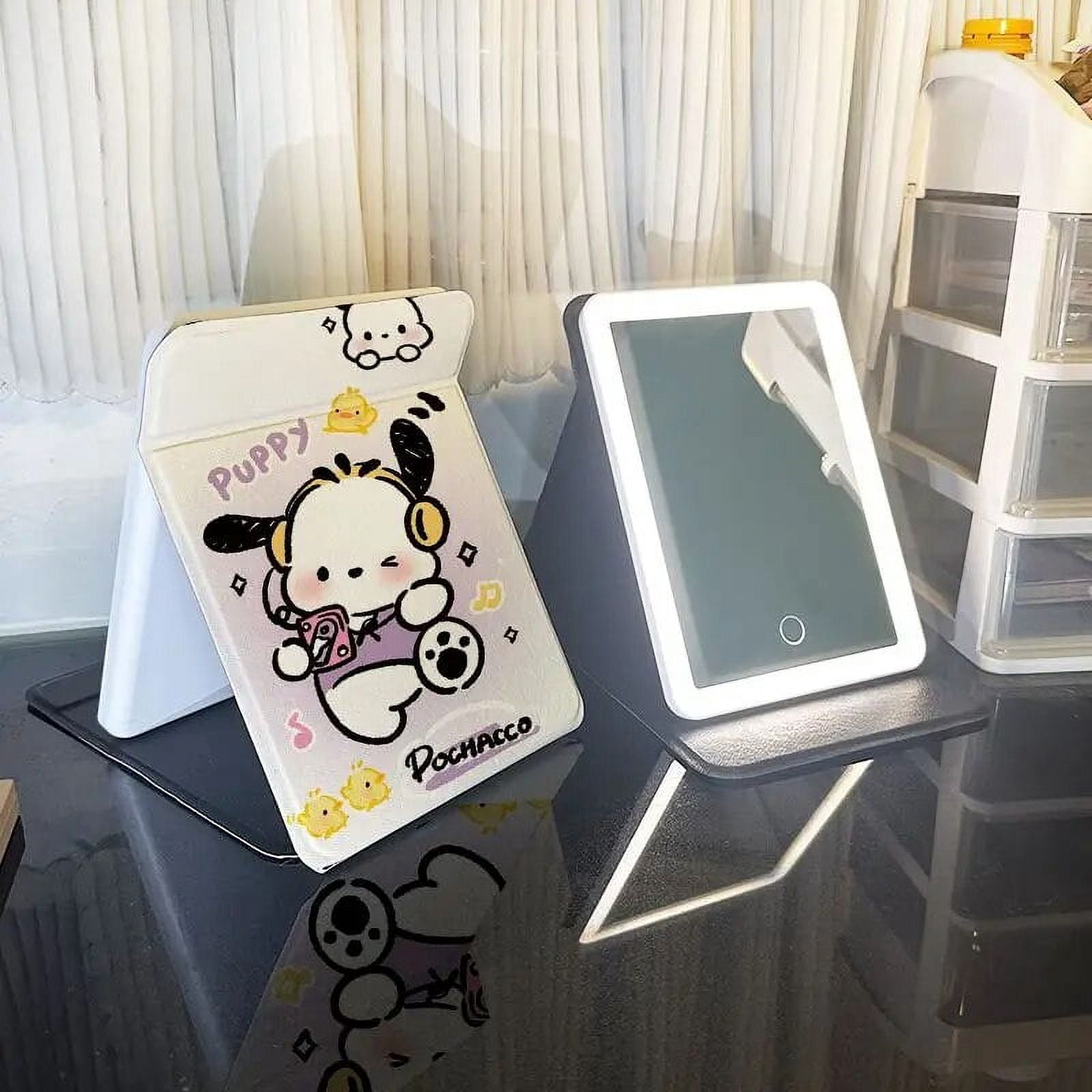 Sanrio Anime Makeup Mirror LED Foldable Hello Kitty Kuromi Pachacco ...