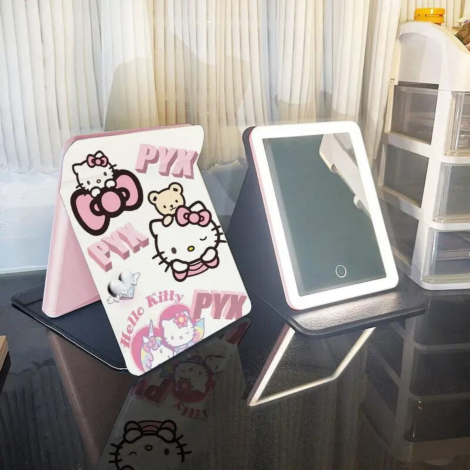 Sanrio Anime Makeup Mirror LED Foldable Hello Kitty Kuromi Pachacco ...