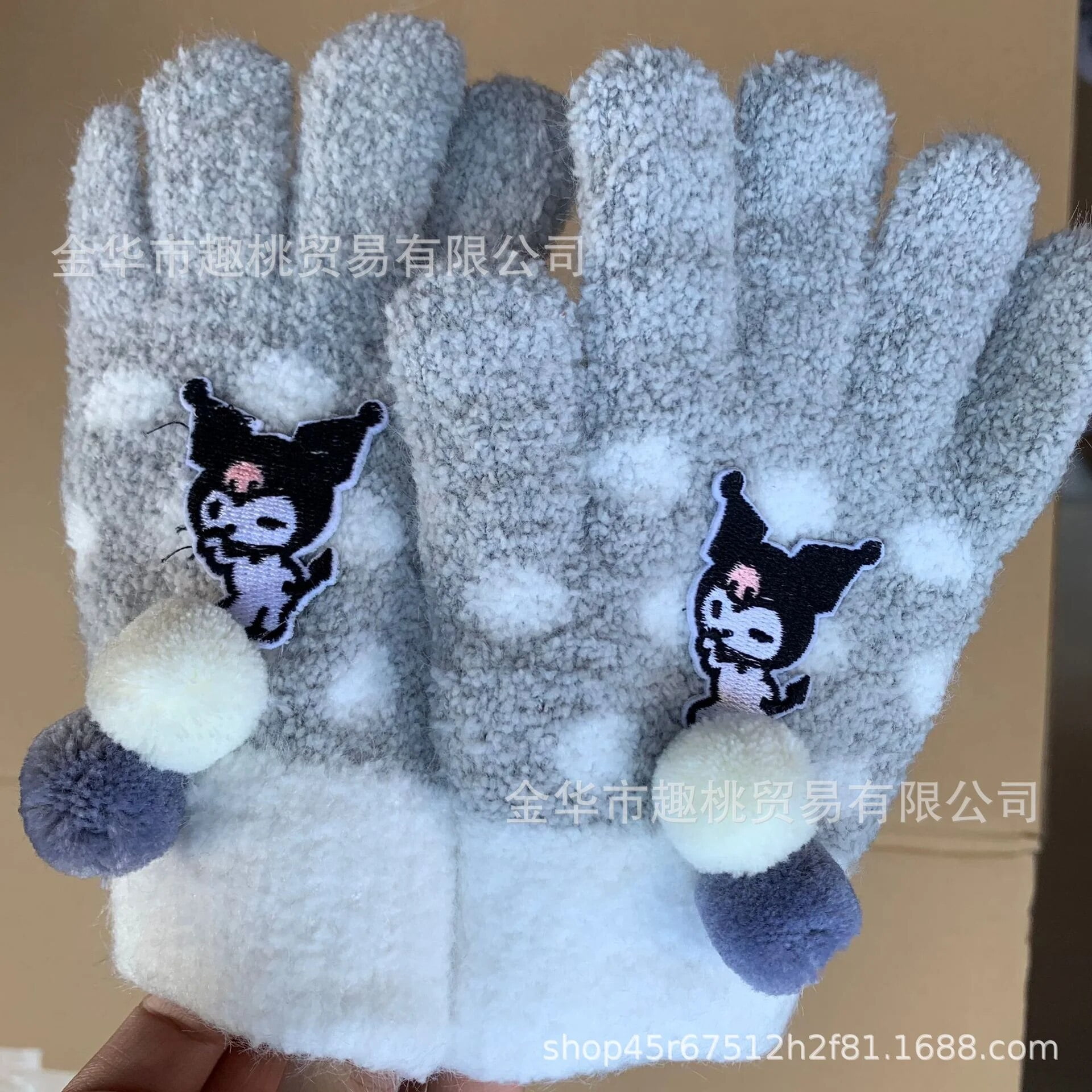 Anime Plush Gloves Hello Kitty Kuromi My Melody Five Finger Gloves ...