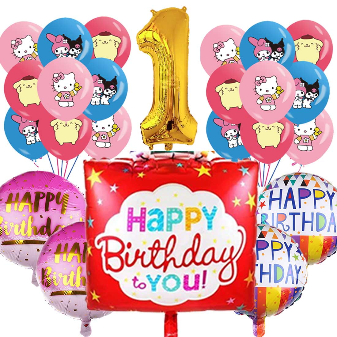 Sanrio Balloons Party Supplies 1st Big Number Decorations Decor Kit ...