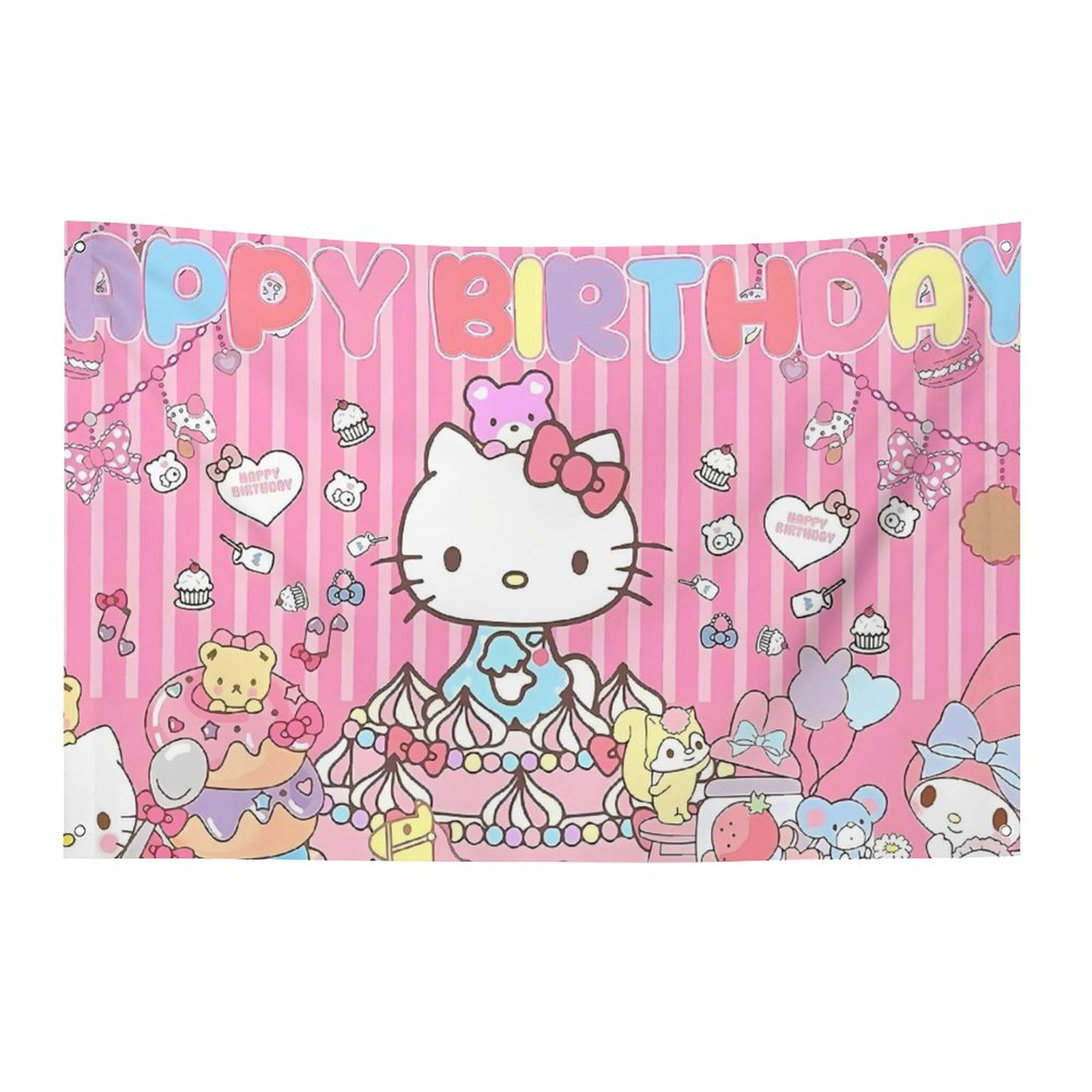 Sanrio Birthday Flag Banner Funny Poster Wall Flag College Dorm Room ...
