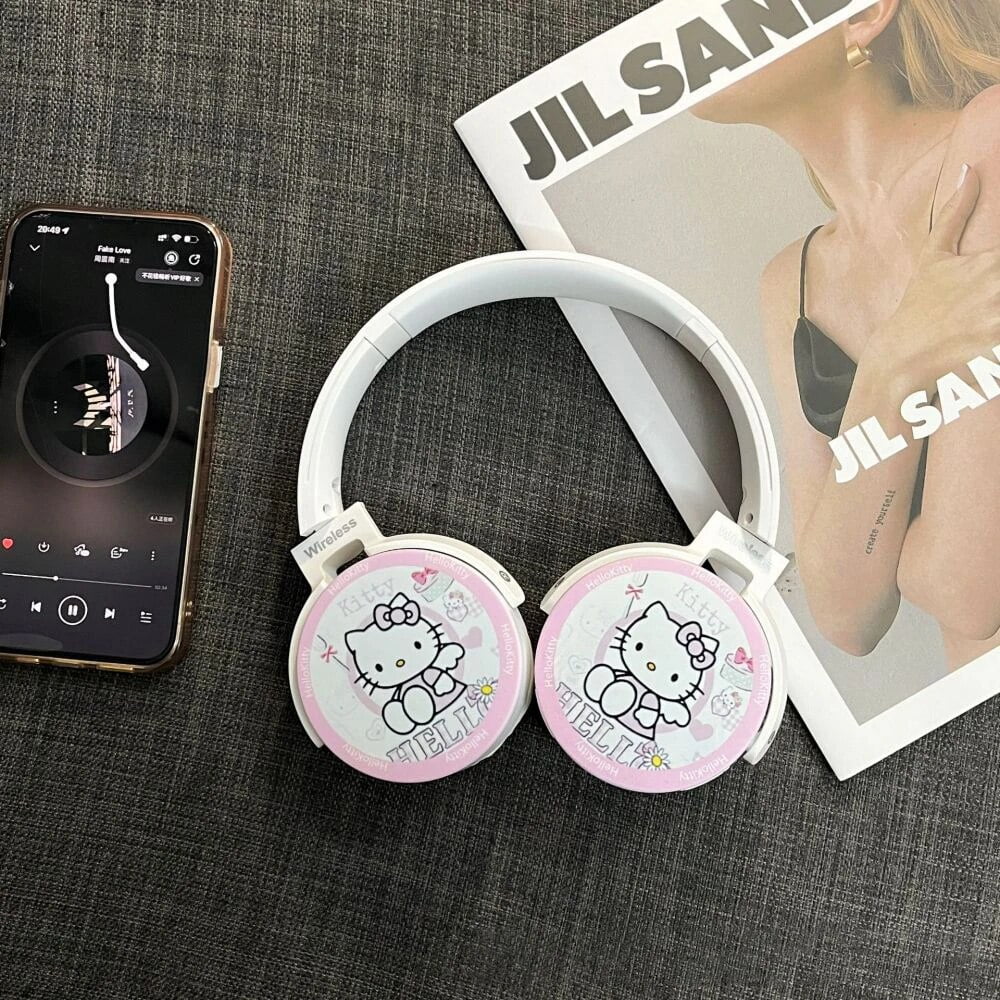 Sanrio Bluetooth Headphone Hello Kitty Kuromi Wireless Headsets Stereo ...