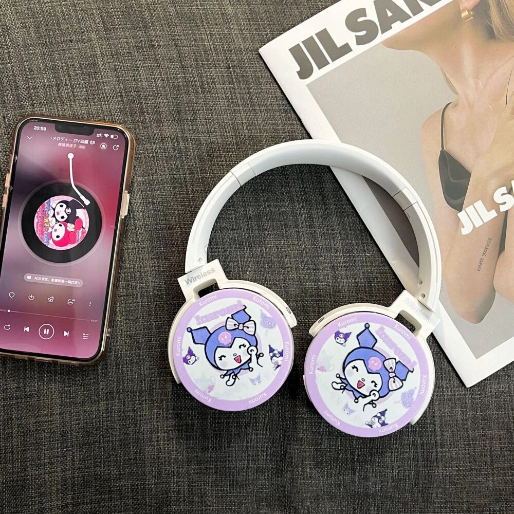 Sanrio Bluetooth Headphone Hello Kitty Kuromi Wireless Headsets Stereo ...