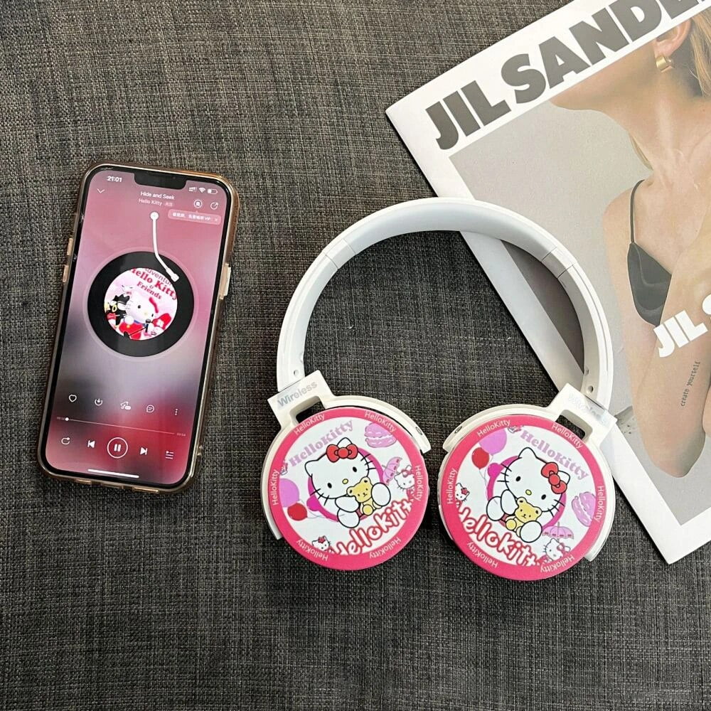 Sanrio Bluetooth Headphone Hello Kitty Kuromi Wireless Headsets Stereo ...