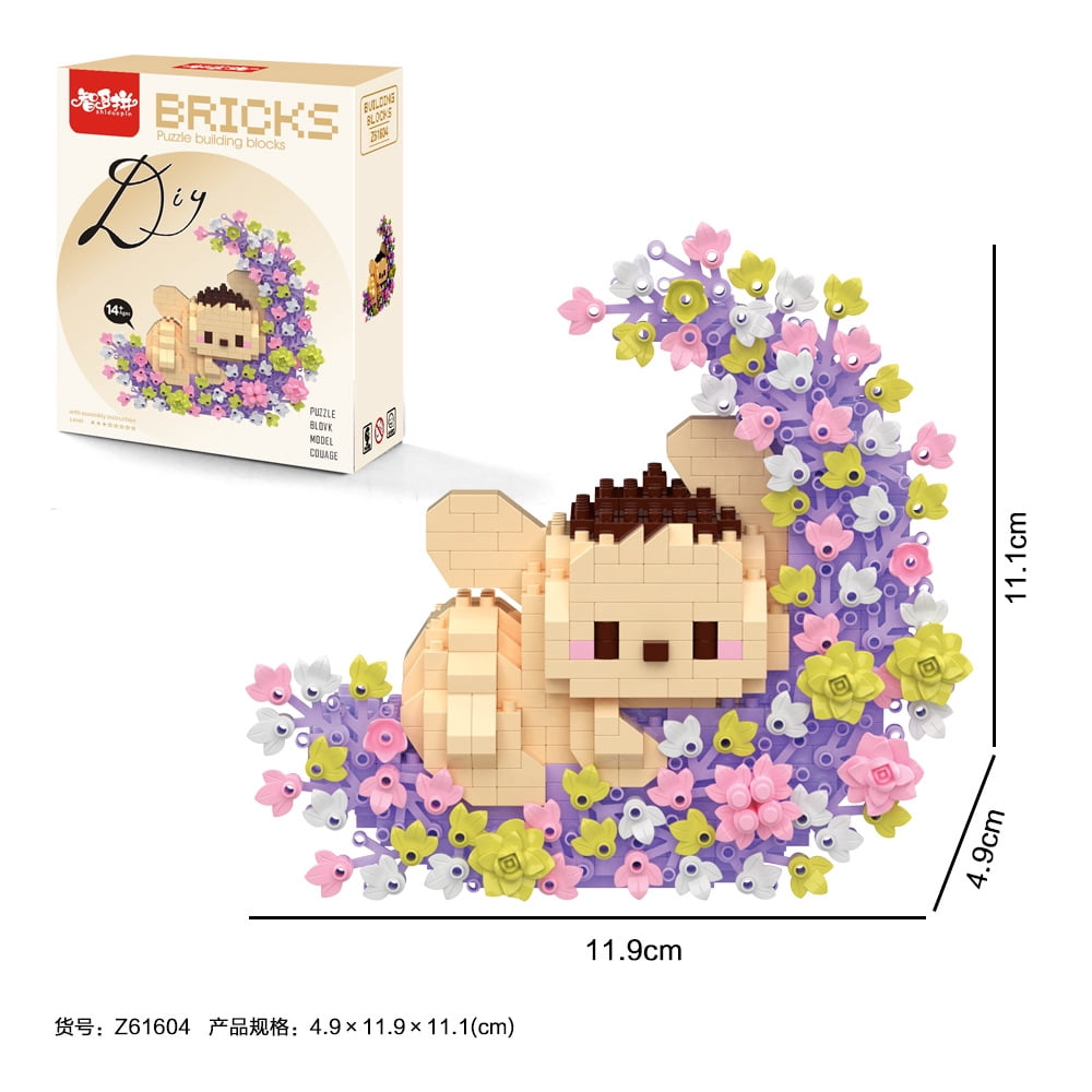 Sanrio Building Block Model Assembled Toys Anime Hello Kitty Flower ...