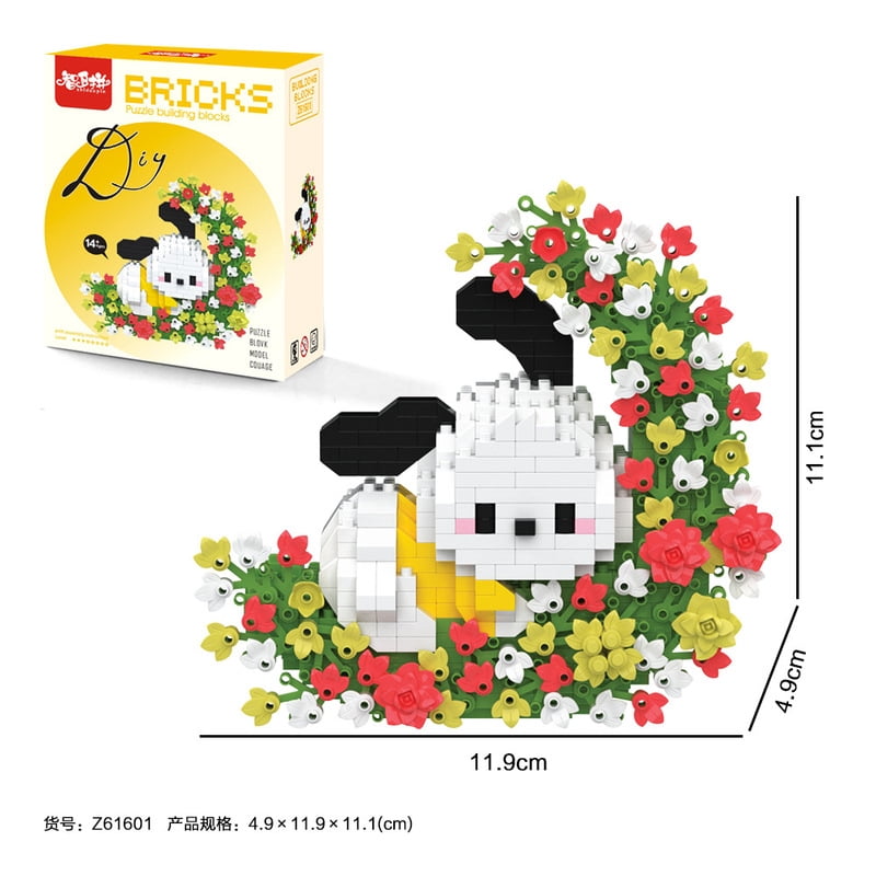 Sanrio Building Block Model Assembled Toys Anime Hello Kitty Flower ...