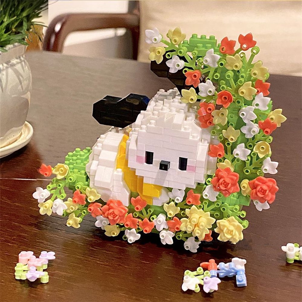 Sanrio Building Block Model Assembled Toys Anime Hello Kitty Flower ...