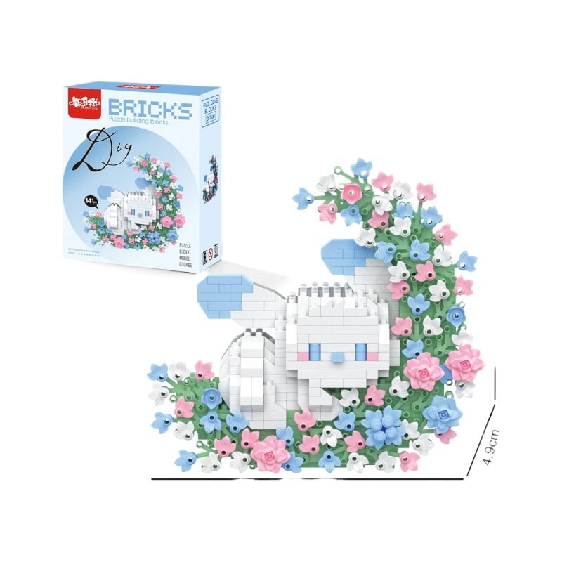 Sanrio Building Block Model Assembled Toys Anime Hello Kitty Flower ...