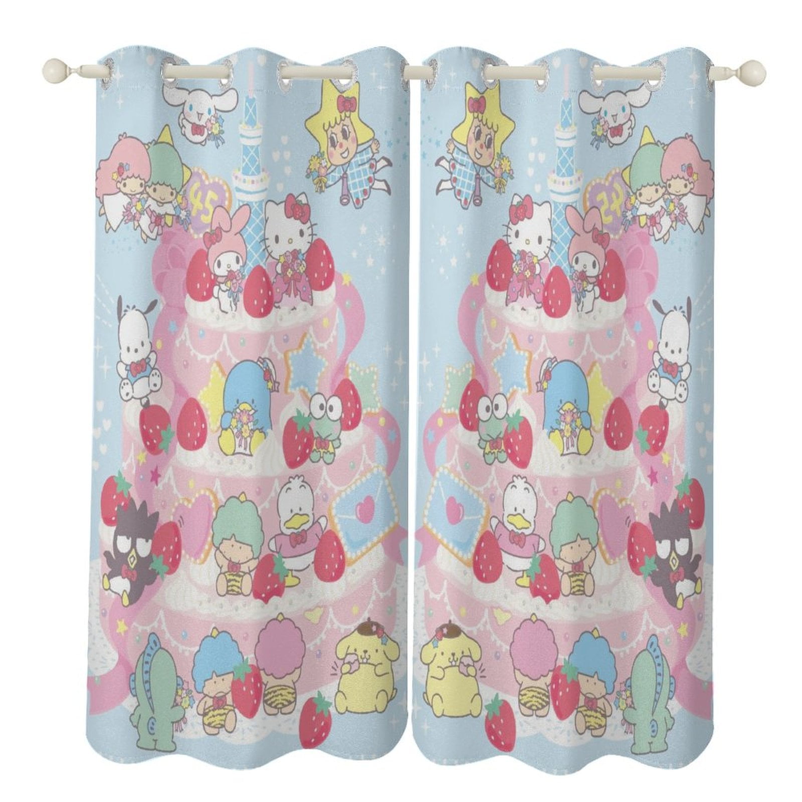 Sanrio-Cake Kuromi Melody Hello-Kitty Cinnamoroll Kids Curtains 52 X 72 ...