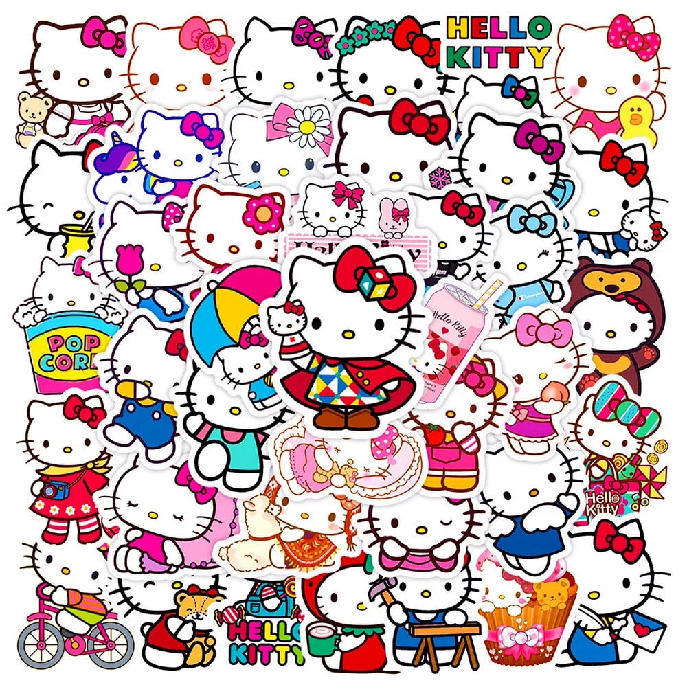 Sanrio Cartoon Anime Kawaii Lively Hello Kitty Stickers for Laptop ...