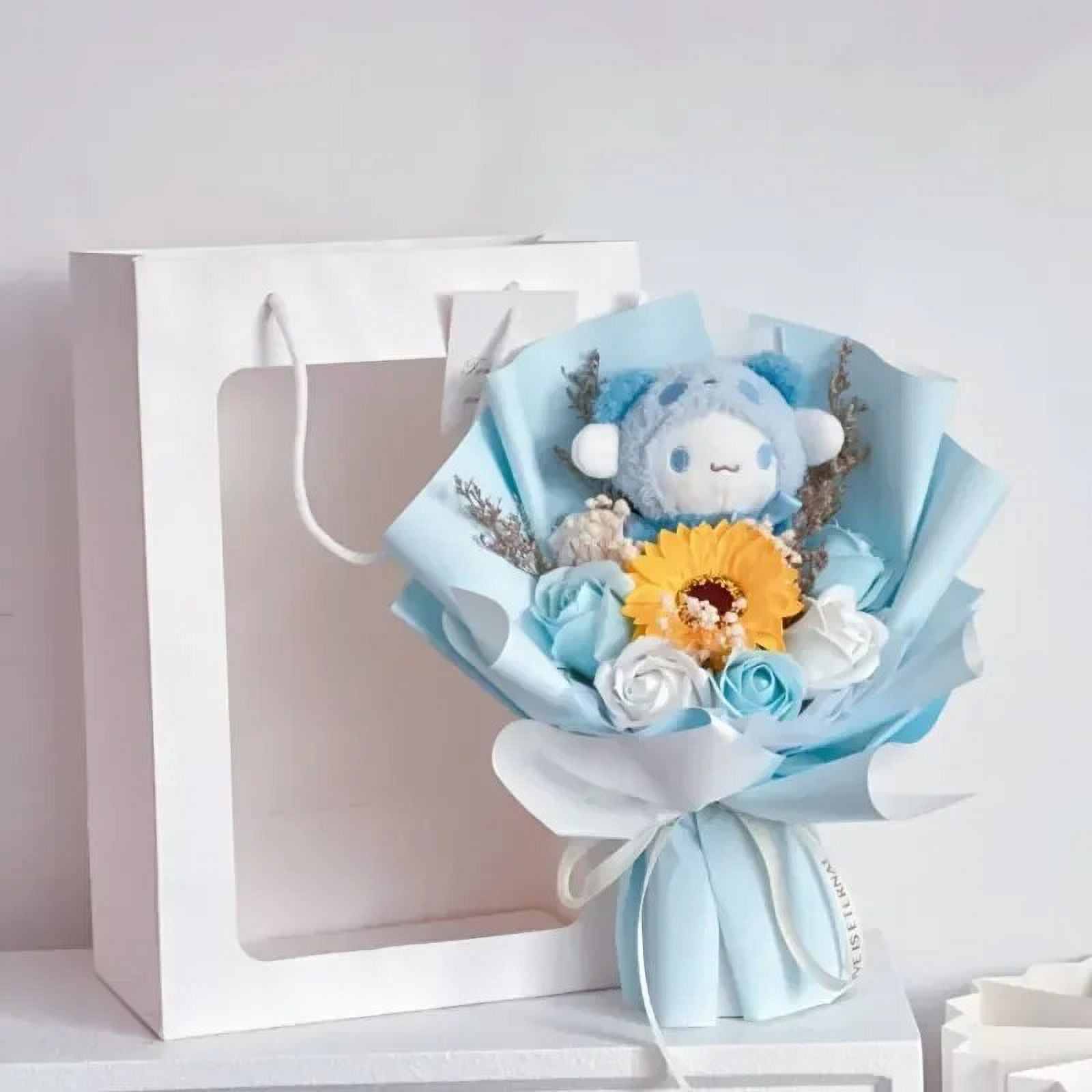 Sanrio Cartoon Cinnamoroll Hello Kitty Kuromi Melody Plush Doll Bouquet ...