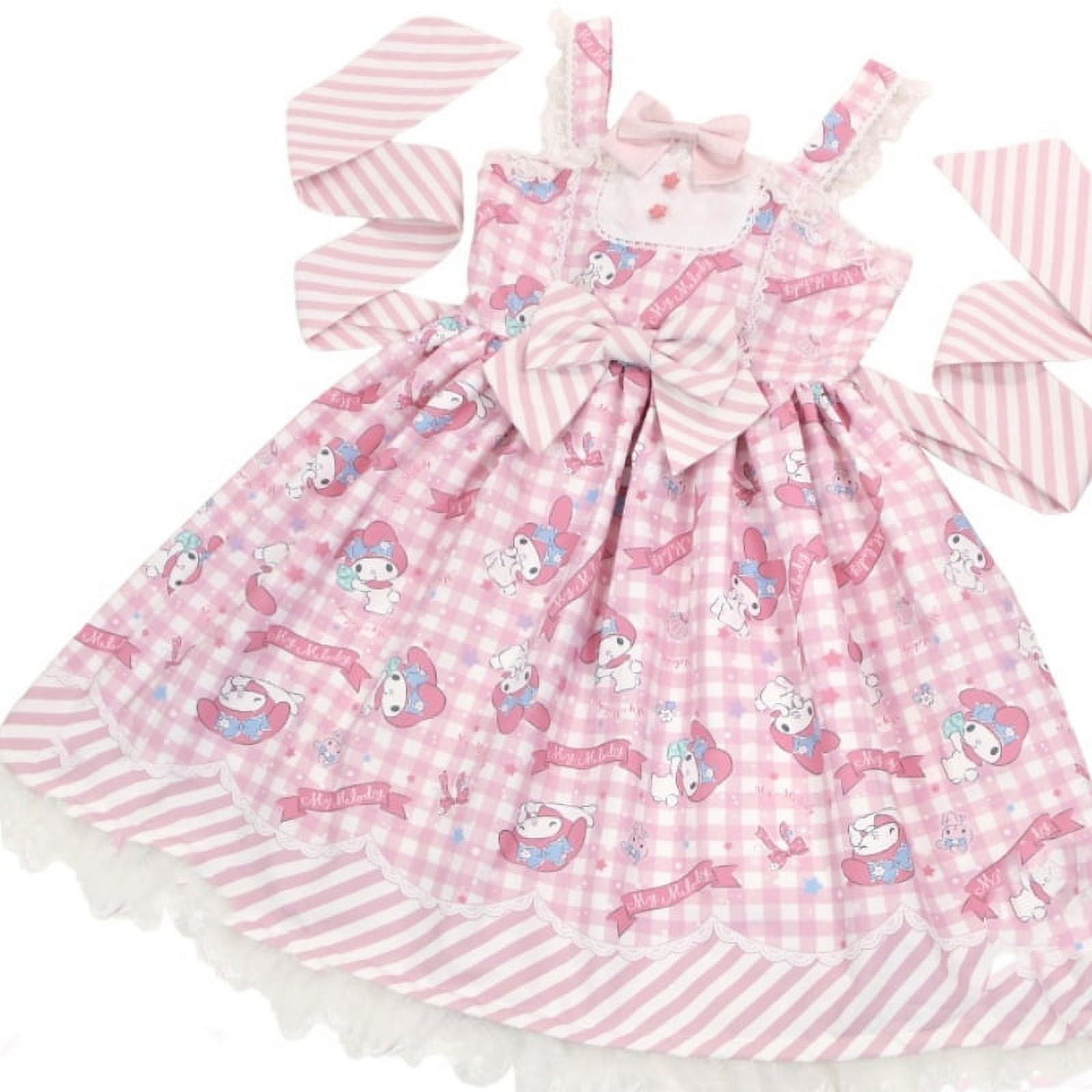 Sanrio Cartoon Cinnamoroll Kuromi Lolita Dress Kawaii My Melody Bow ...