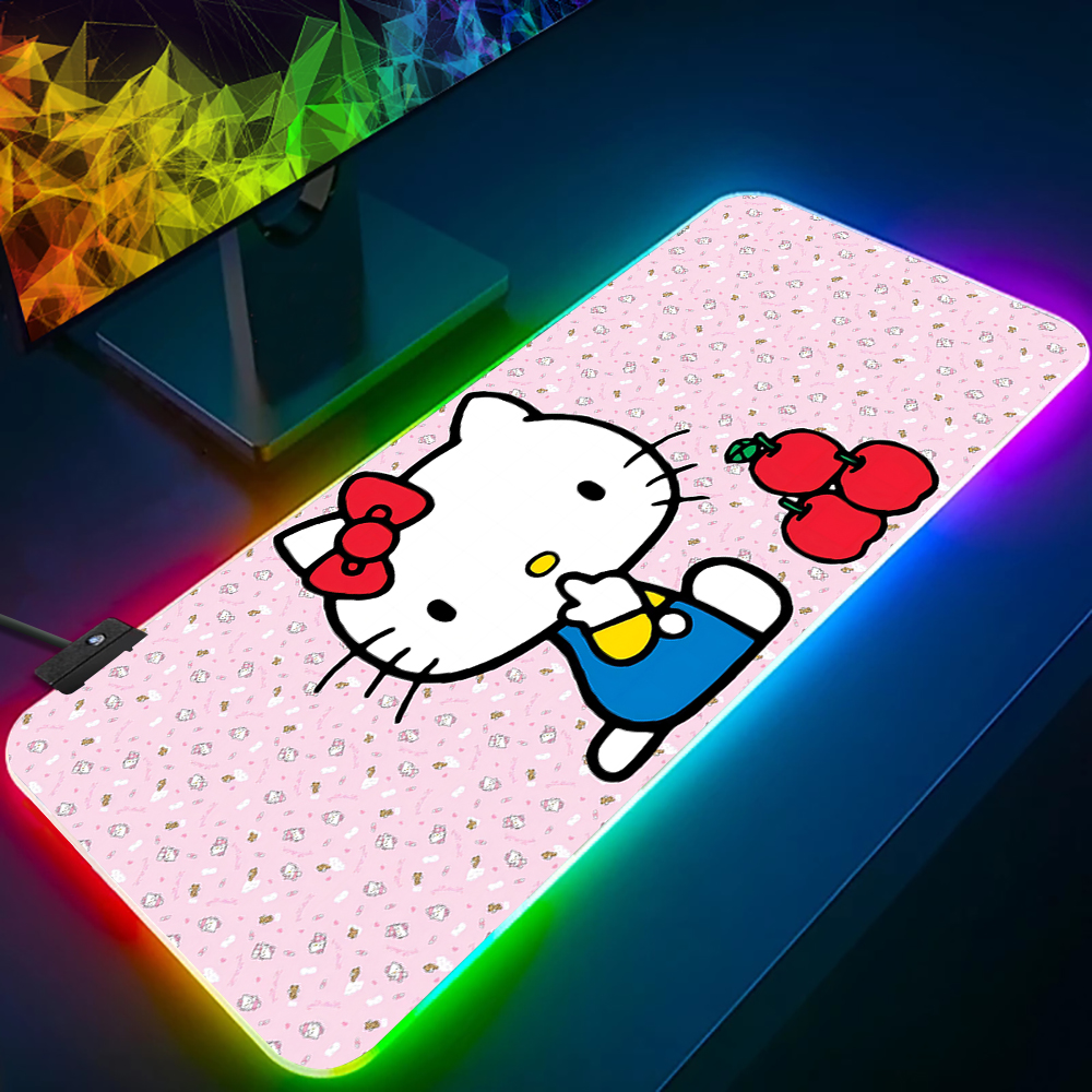 Sanrio Cartoon Cute Hello Kitty RGB Pc Gamer Keyboard Mouse Pad ...