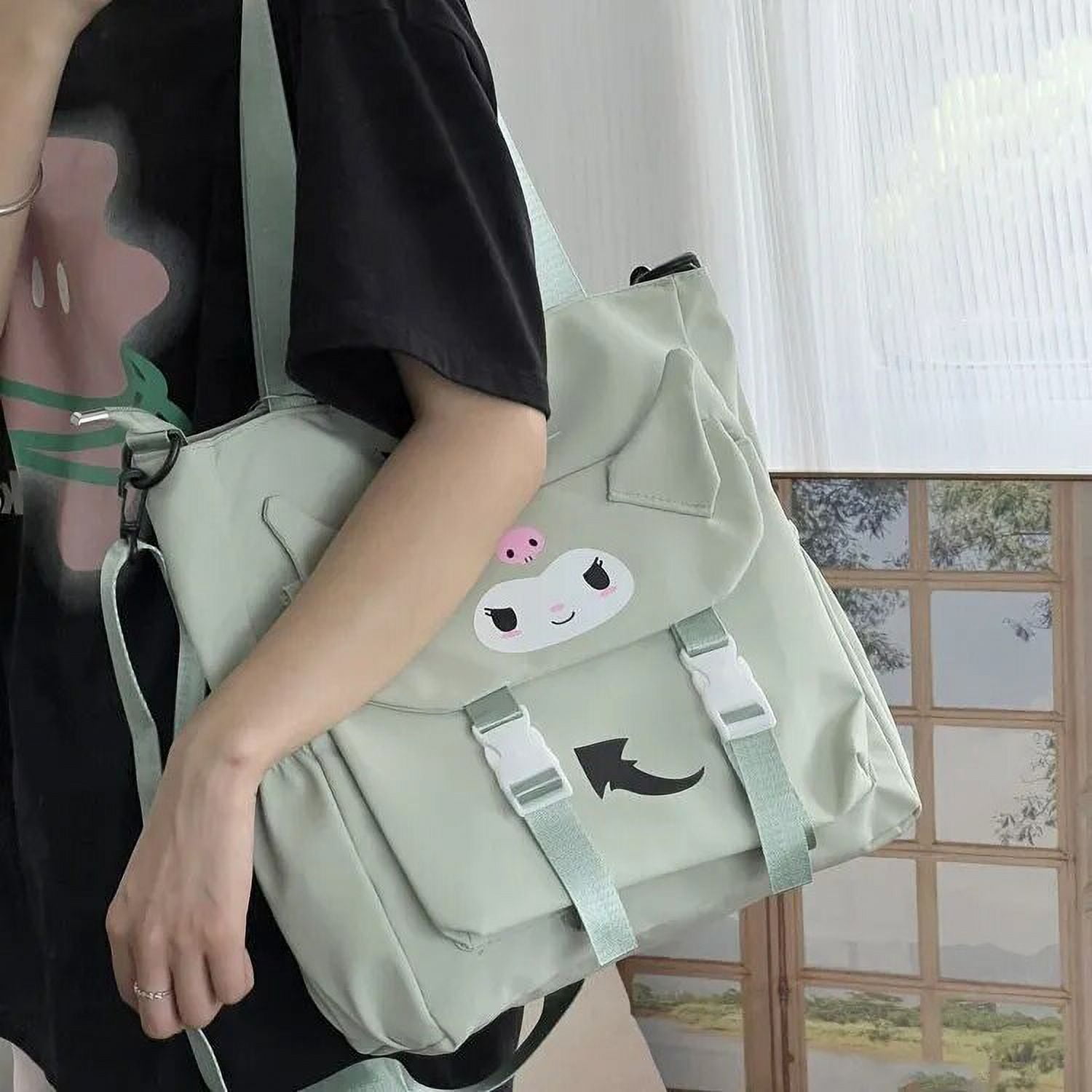 Sanrio Cartoon Cute Kuromi Shoulder Crossbody Tote Bag High School and ...