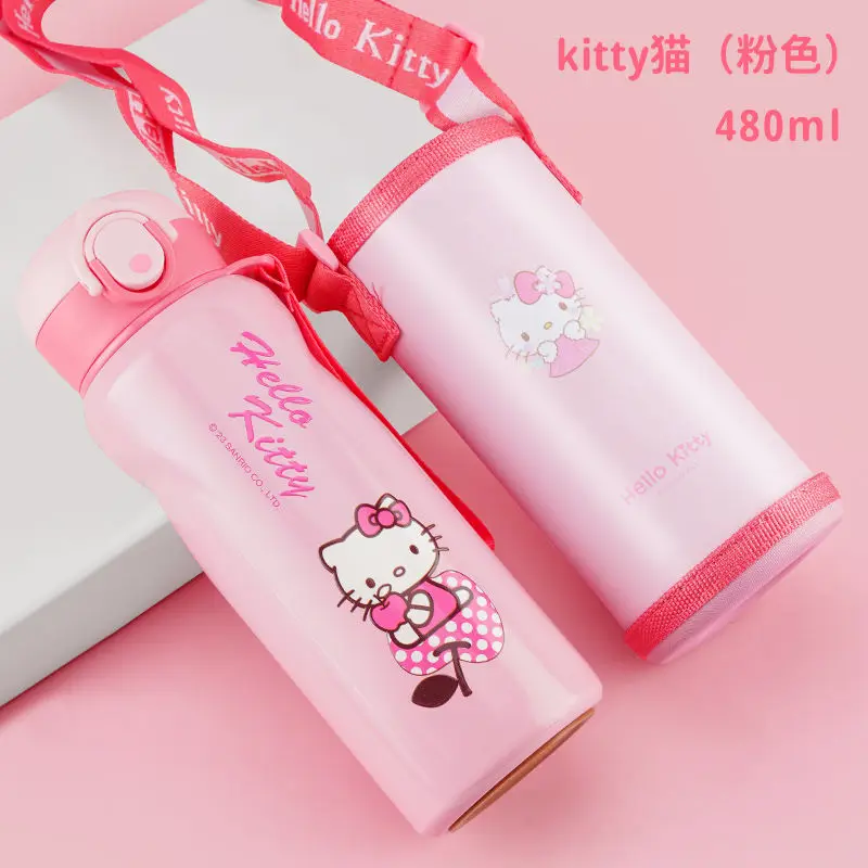 Sanrio Cartoon Hello Kitty Animation Thermos Water Cup Cute Portable 316 Stainless Steel Kawaii ...