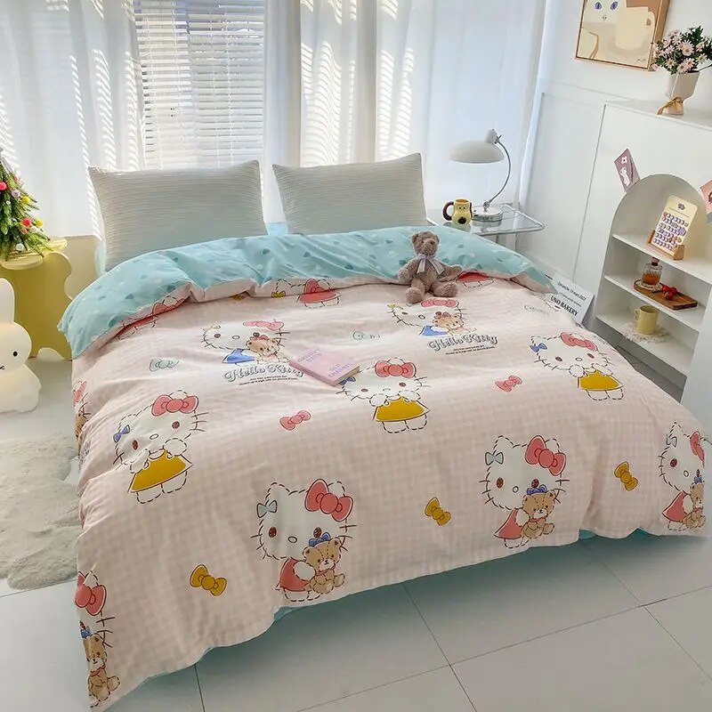 Sanrio Cartoon Hello Kitty Cotton Bed Four-piece Set Cute Princess ...
