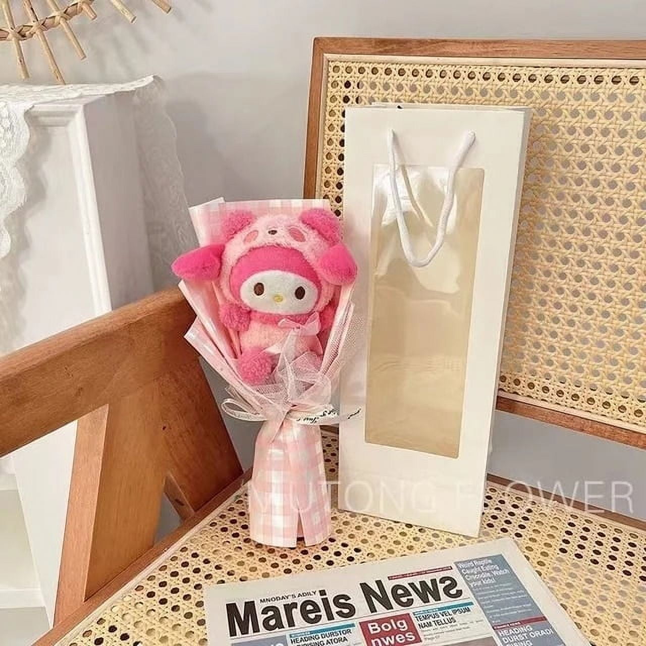 Sanrio Cartoon Hello Kitty Kuromi Melody Cinnamoroll Plush Doll Bouquet ...