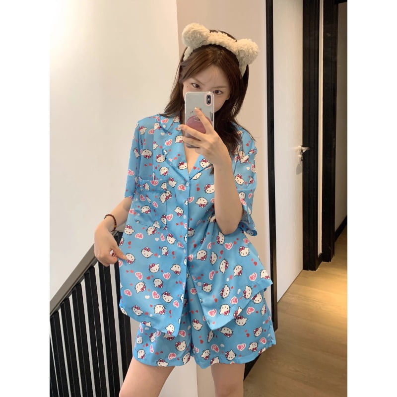 Sanrio Cartoon Hello Kitty Printed Pajamas Women's Summer 2025 New ...